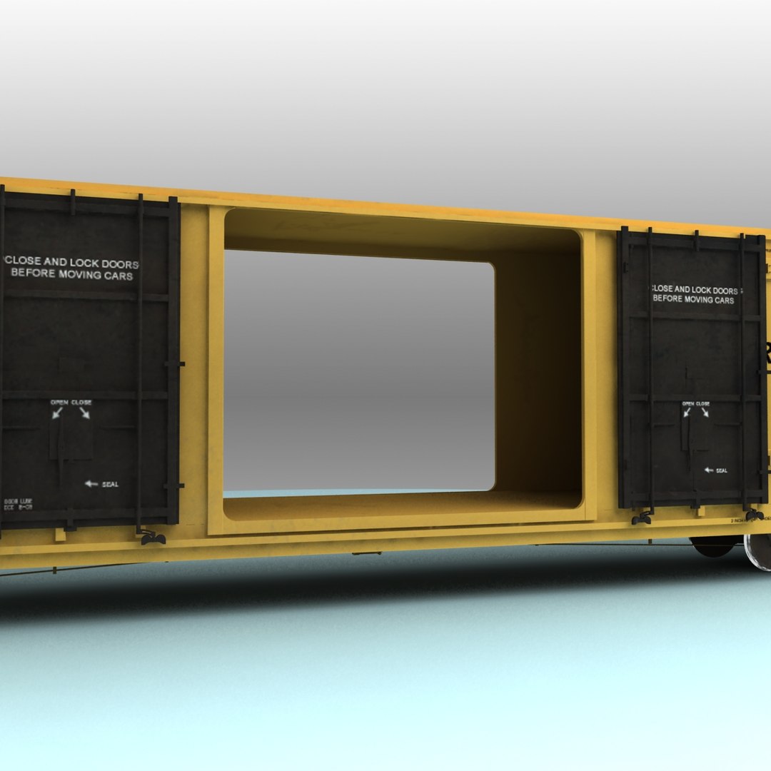 3d Model A606 Boxcar Rails Cargo