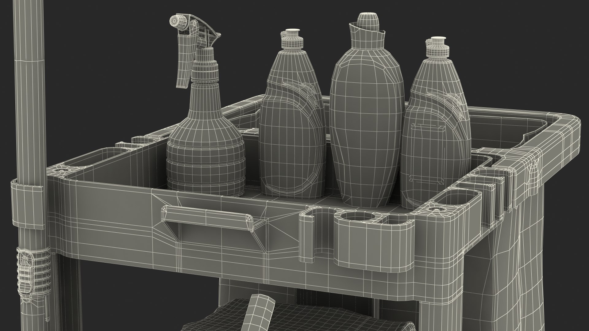 Cleaning Cart With Mop and Cleaning Products Fur 3D - TurboSquid 1891330