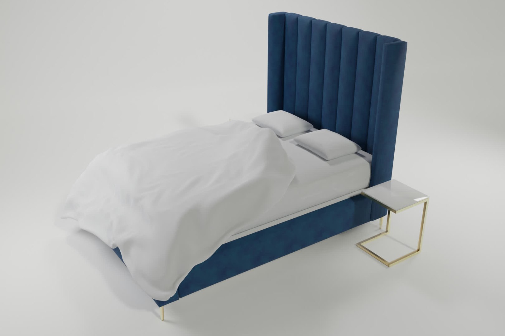 Free 3D Model Queen Size Bed With 2 Nightstands - TurboSquid 1904844