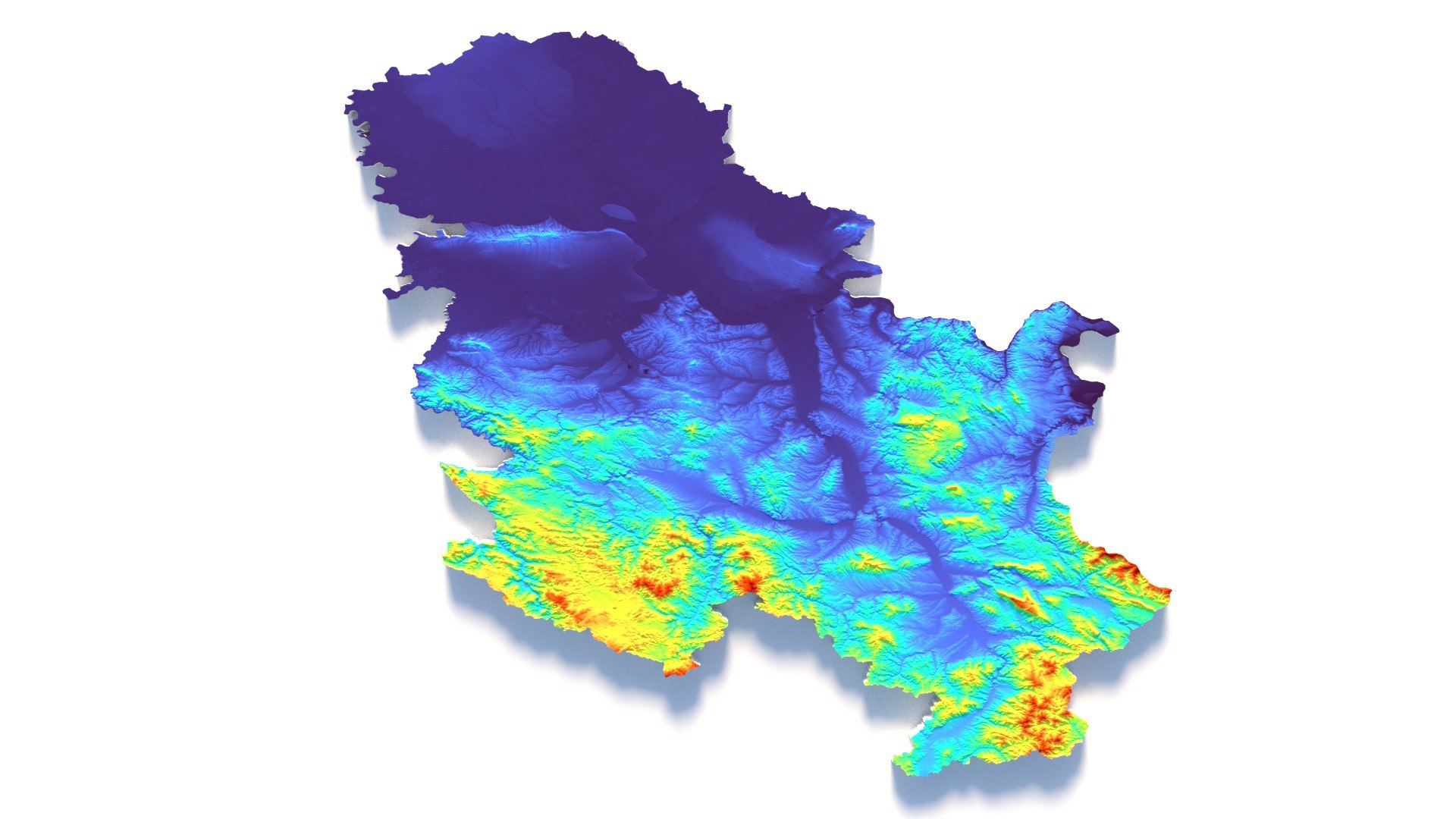 3d Serbia Terrain Map Model Turbosquid 2336719