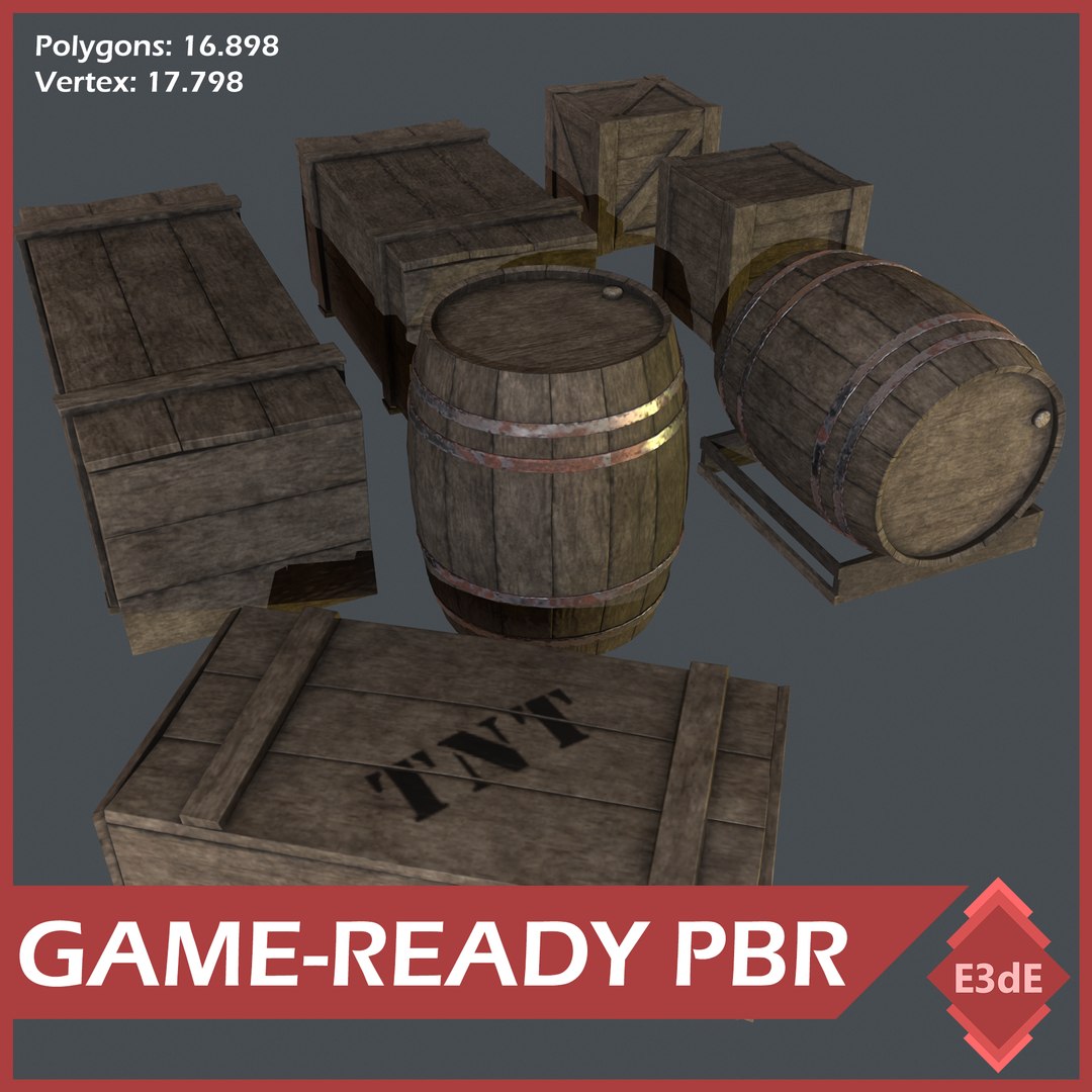 Western boxes barrels 3D - TurboSquid 1371103