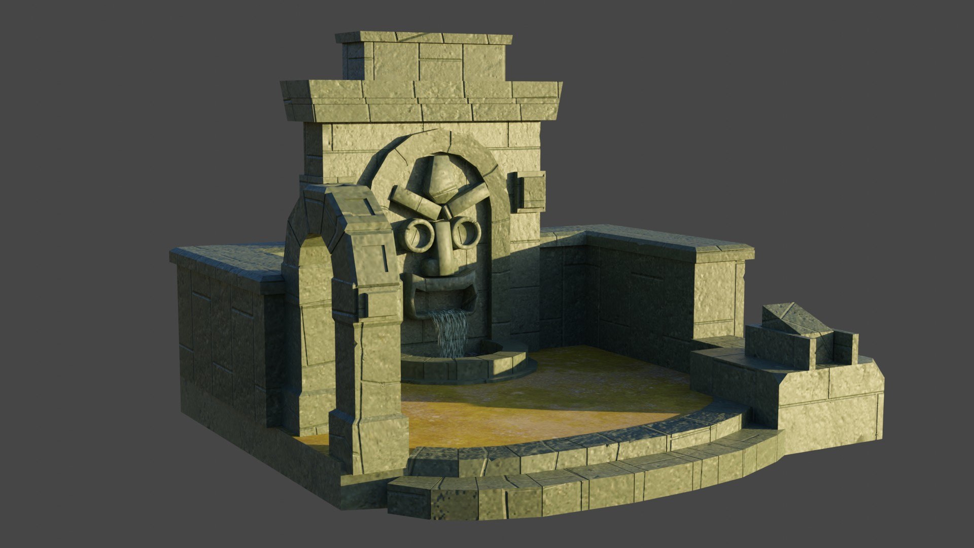 Simple Water Fall Game Environment - Game Ready - PBR 3D Model ...