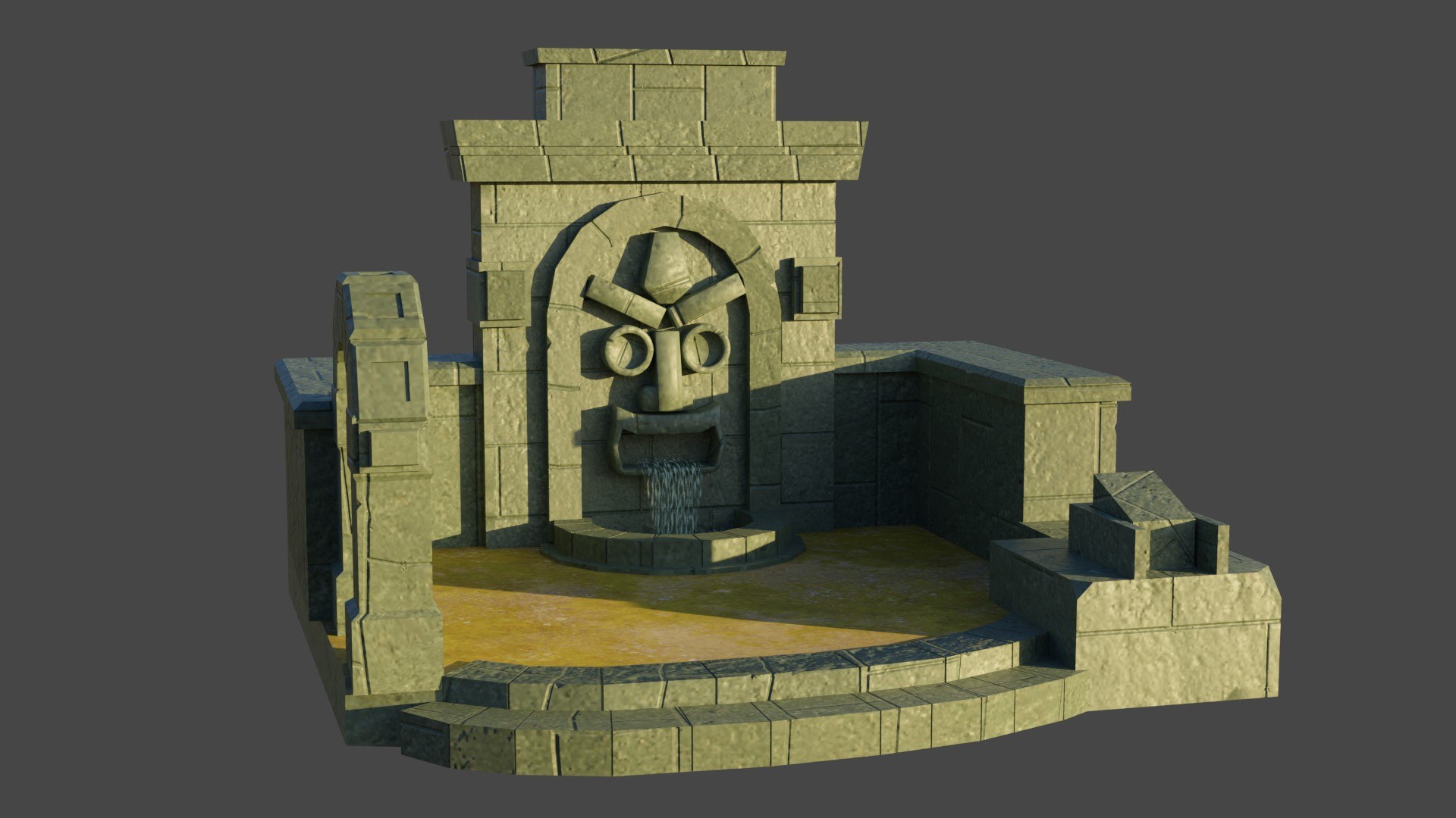 Simple Water Fall Game Environment - Game Ready - PBR 3D Model ...