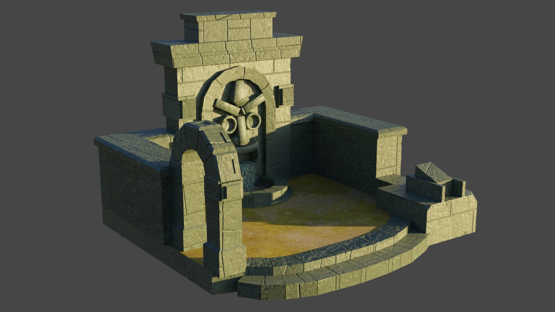 Simple Water Fall Game Environment - Game Ready - PBR 3D Model ...