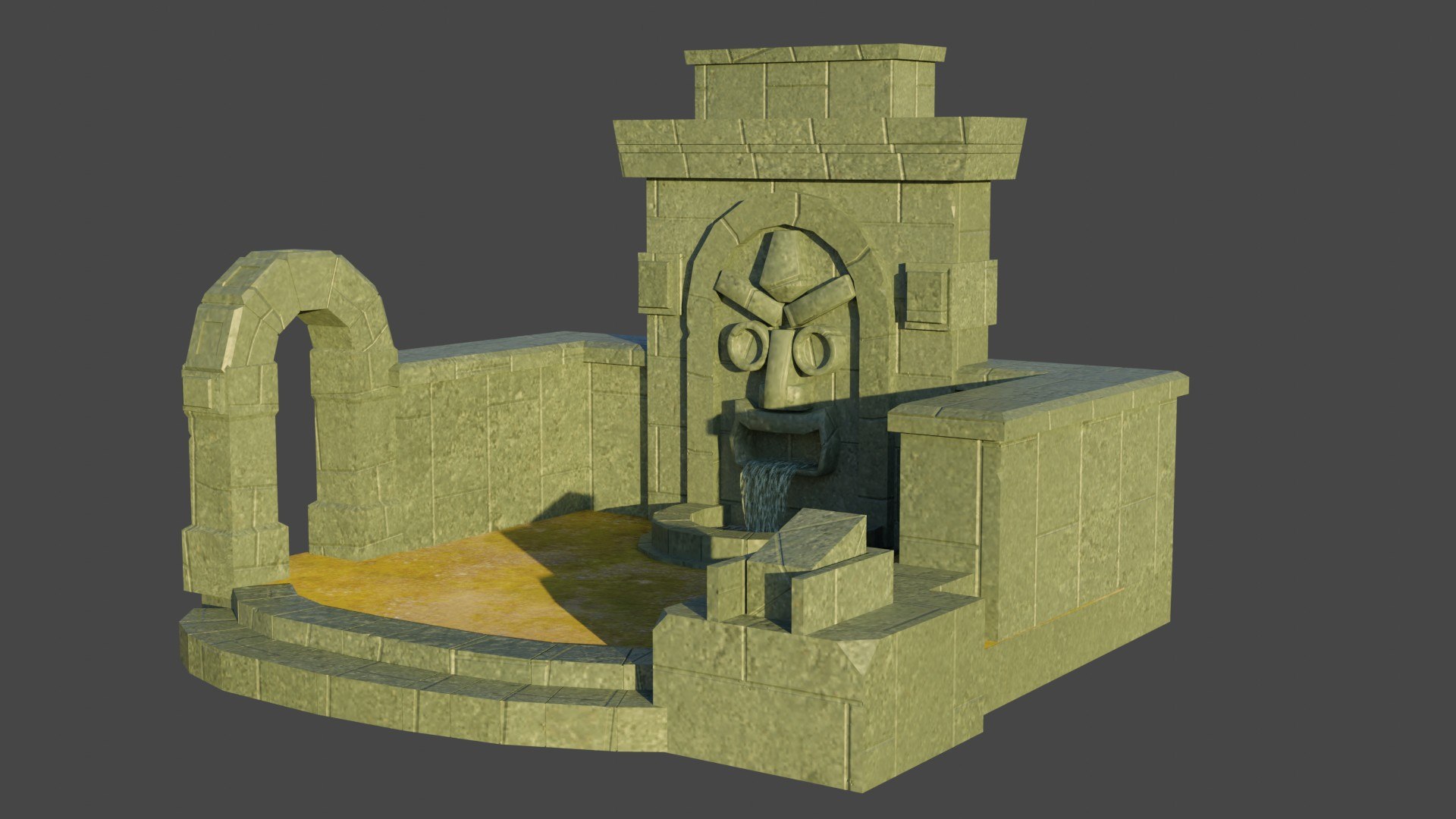 Simple Water Fall Game Environment - Game Ready - PBR 3D Model ...