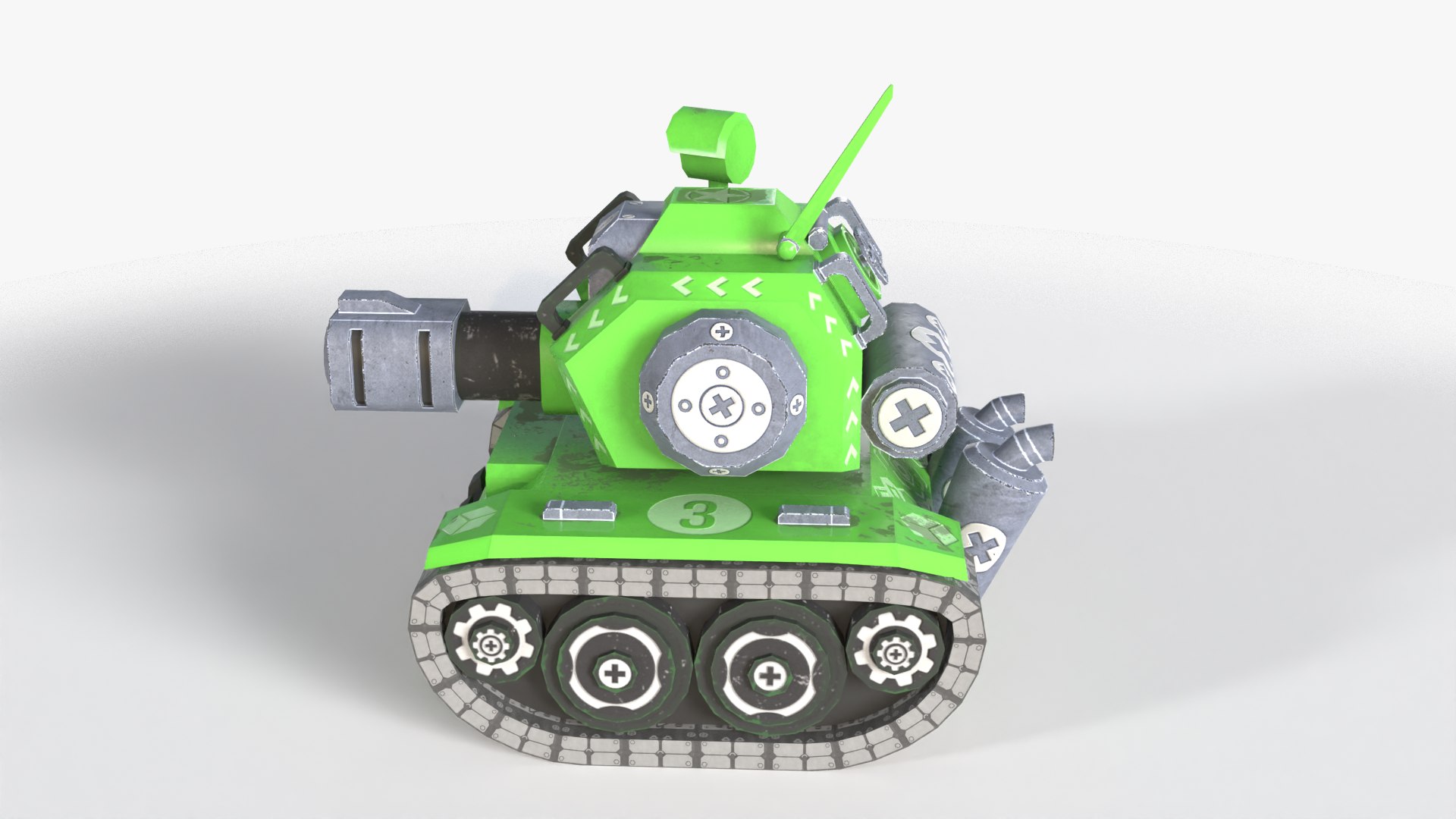 3D Model Tank Chibi Green - TurboSquid 1984859