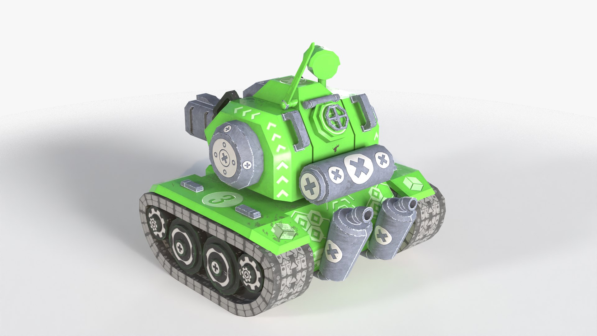 3D Model Tank Chibi Green - TurboSquid 1984859