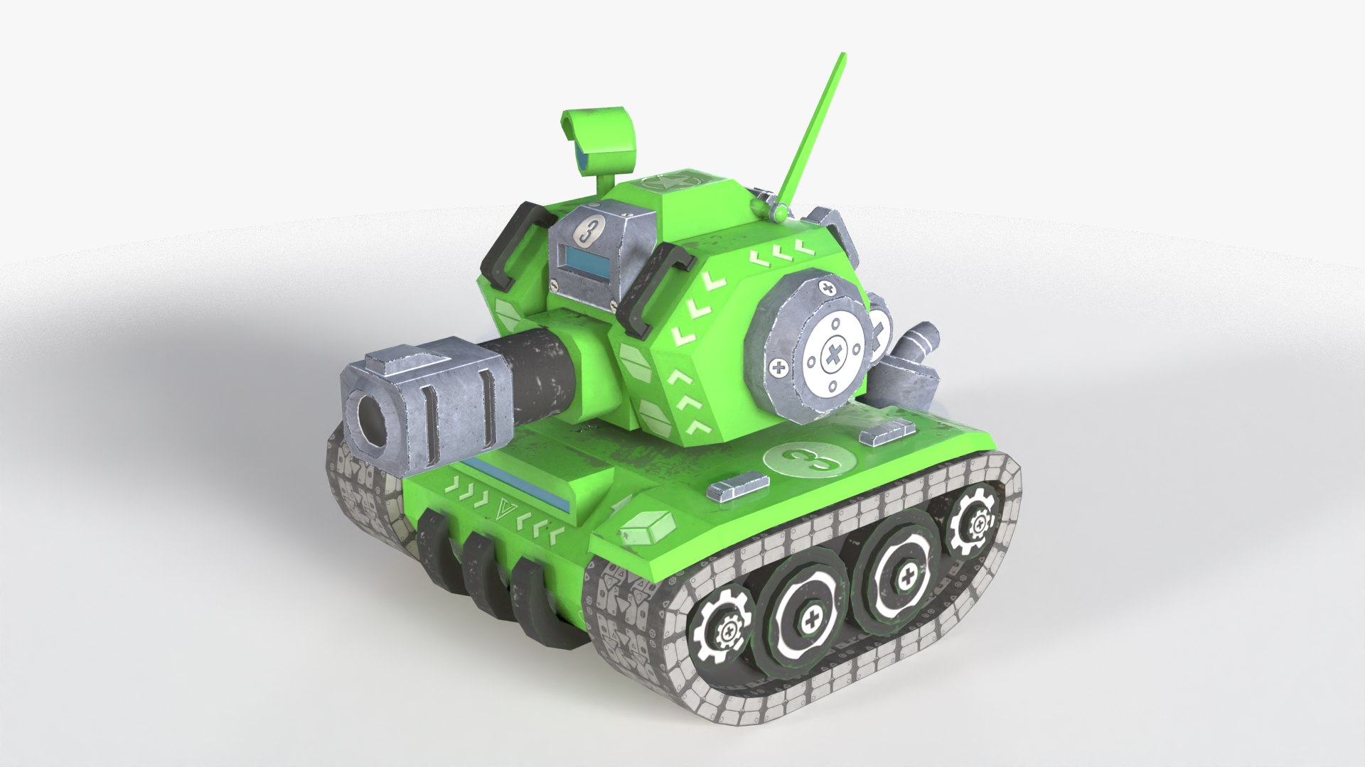 3D Model Tank Chibi Green - TurboSquid 1984859