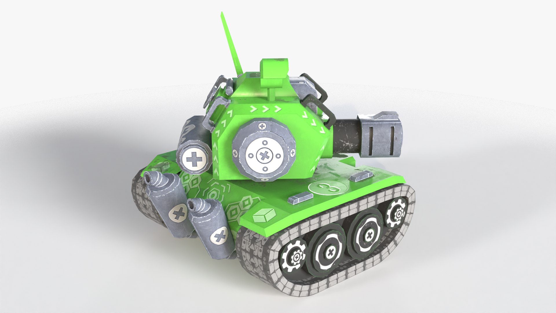 3D Model Tank Chibi Green - TurboSquid 1984859