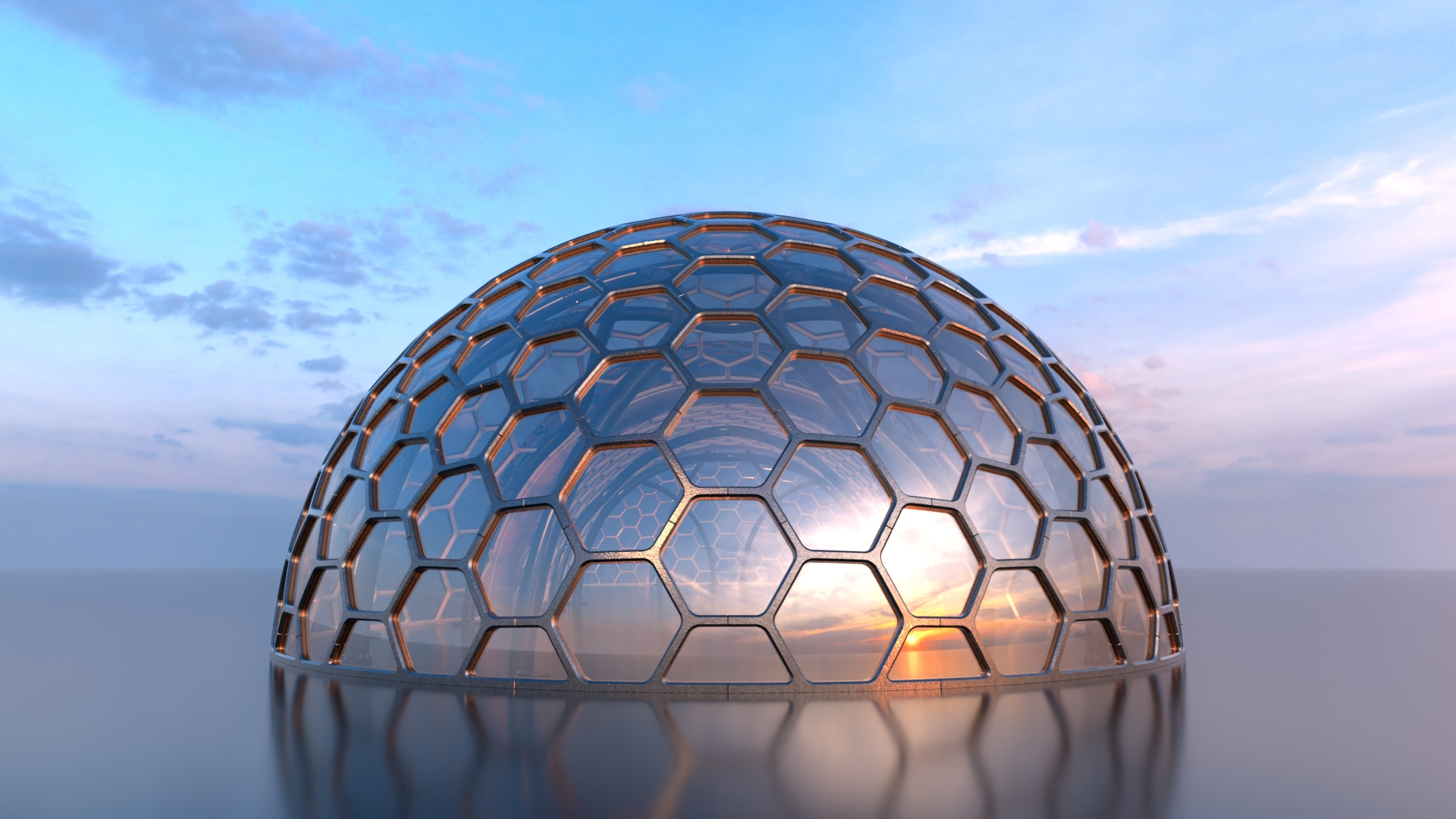 3D Model Sci-Fi Hallway Connected Big Small Glass Dome - TurboSquid 2273333