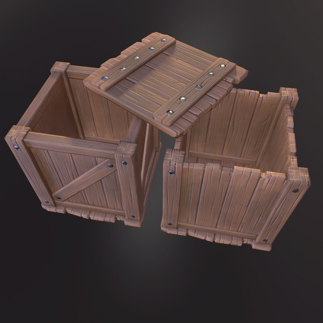 cartoon crates 3d model