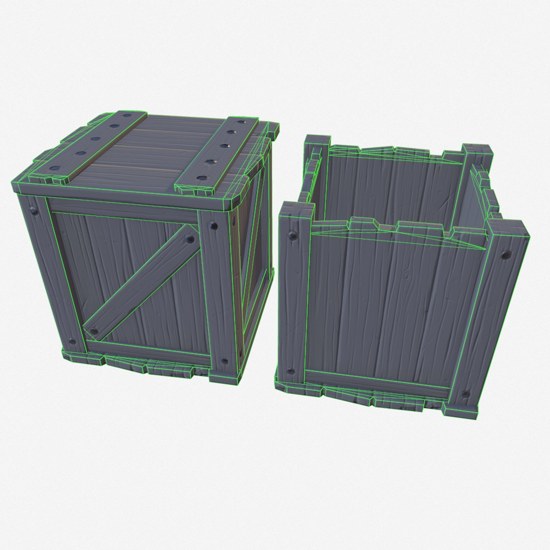 cartoon crates 3d model