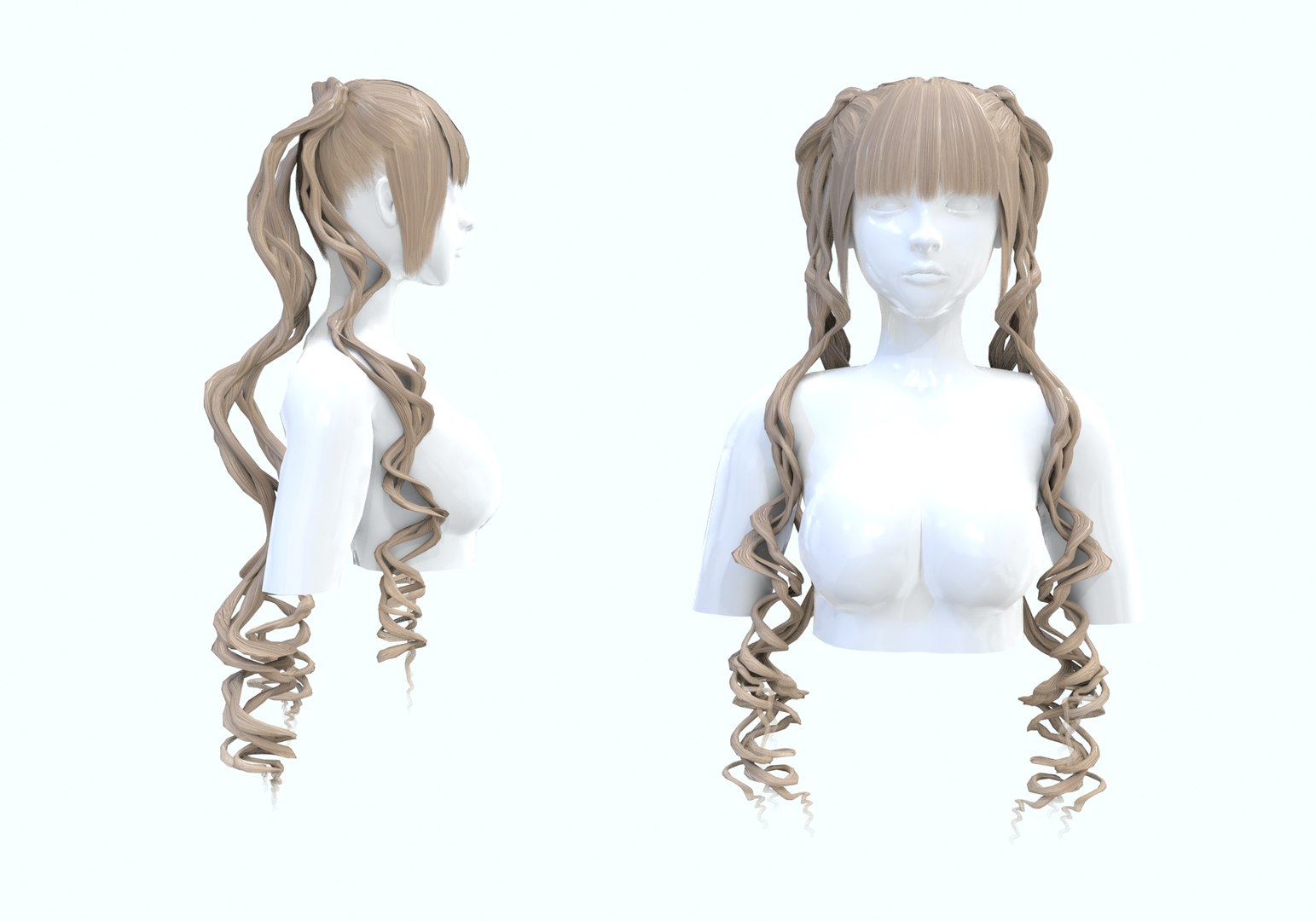 Long Curly Hairstyle 3D Model - TurboSquid 1960248