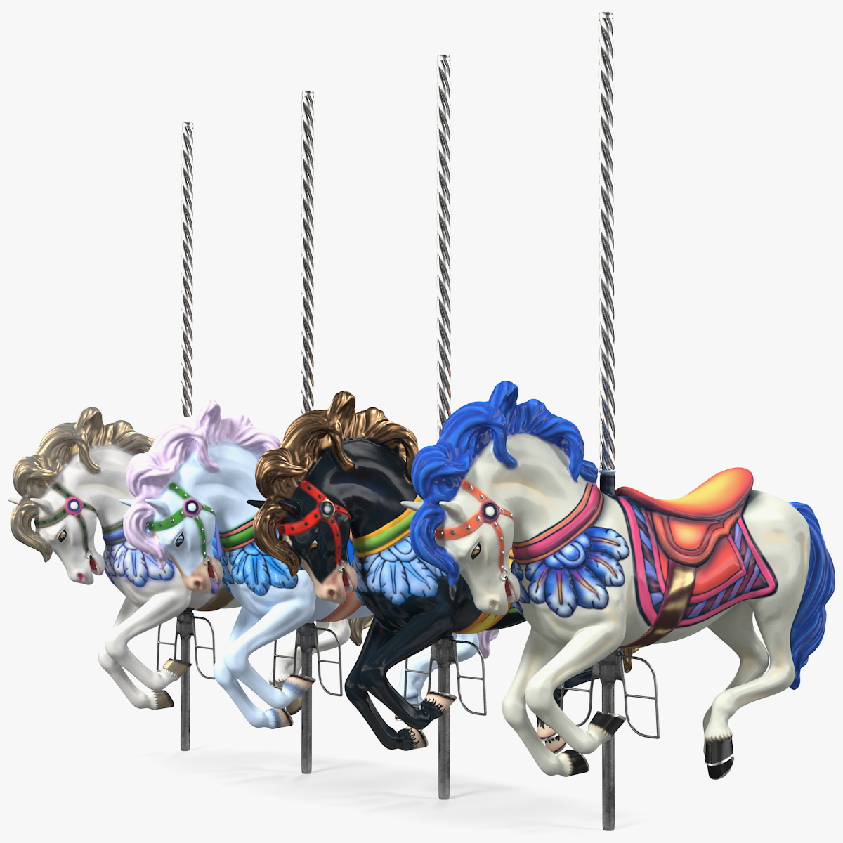 3D carousel galloping horses set - TurboSquid 1602769