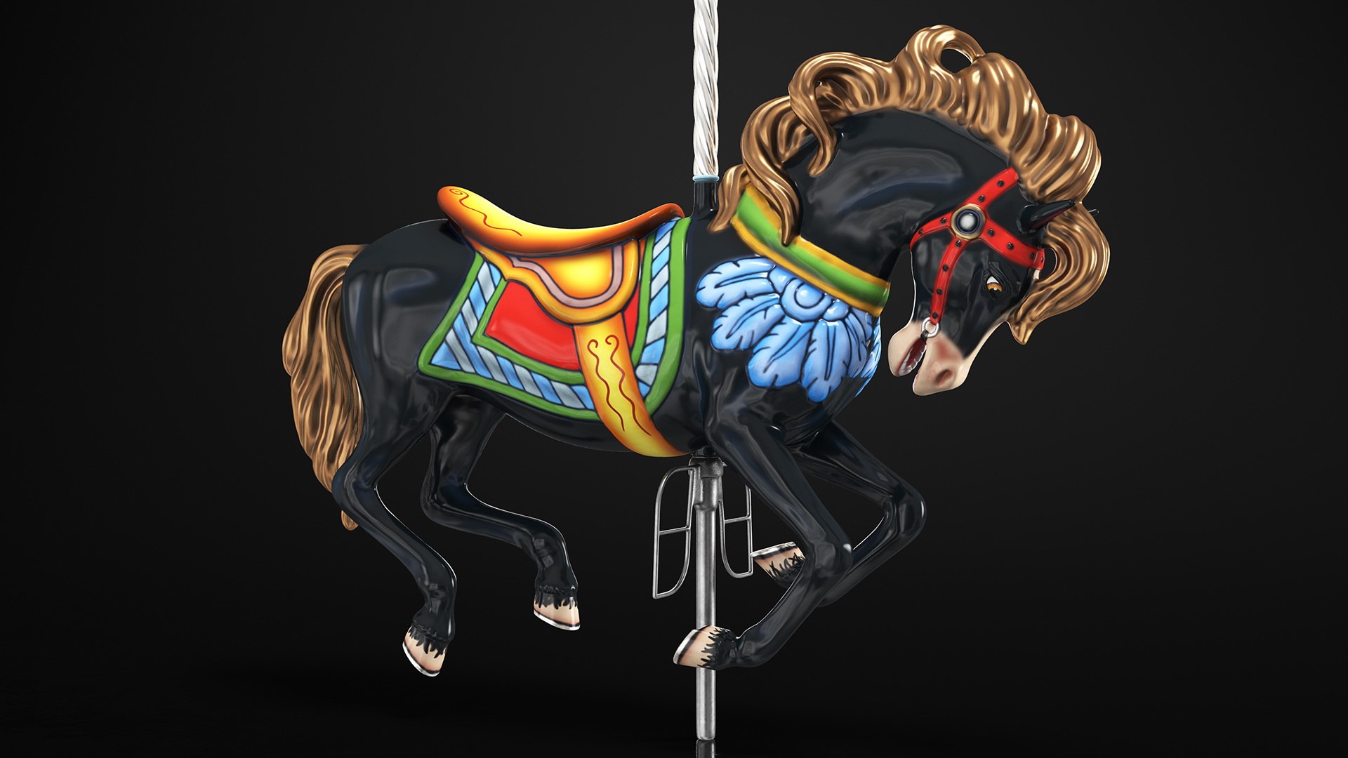 3D carousel galloping horses set - TurboSquid 1602769