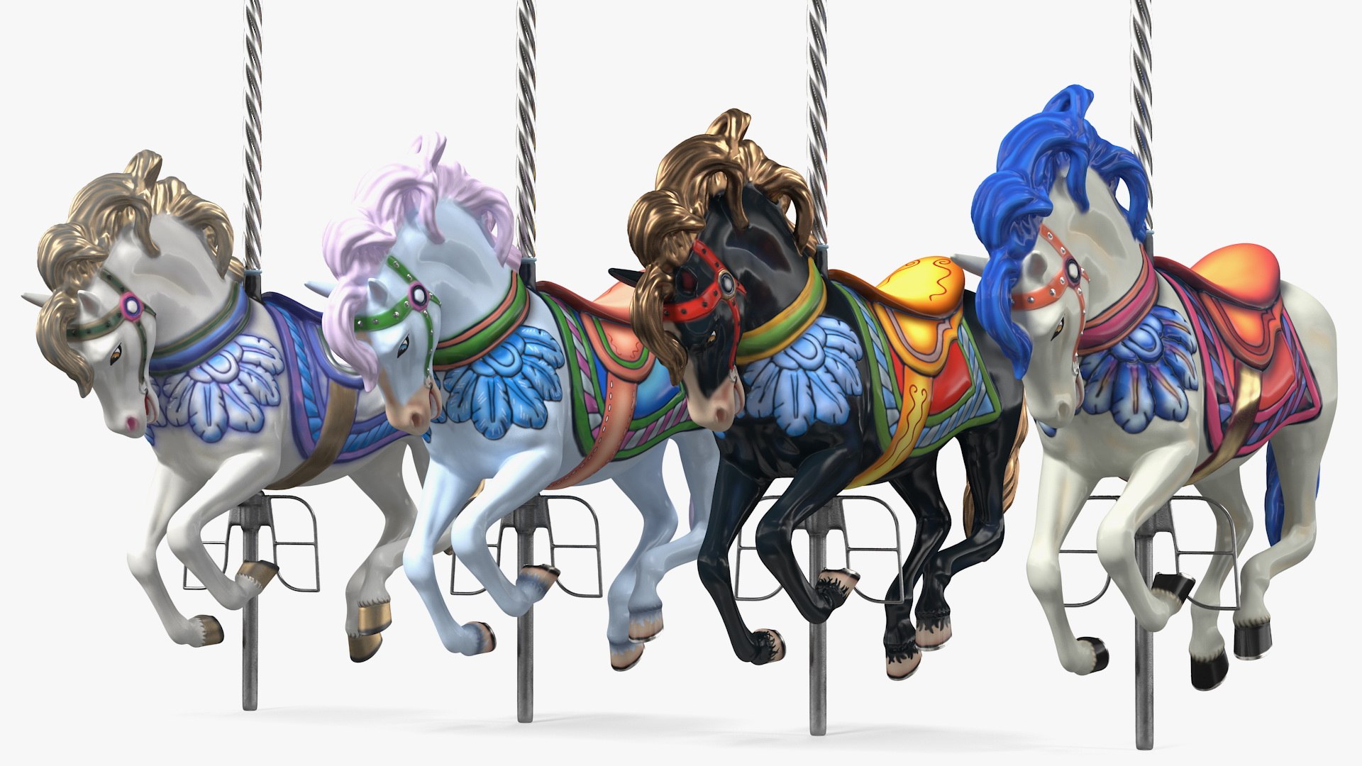 3D carousel galloping horses set - TurboSquid 1602769