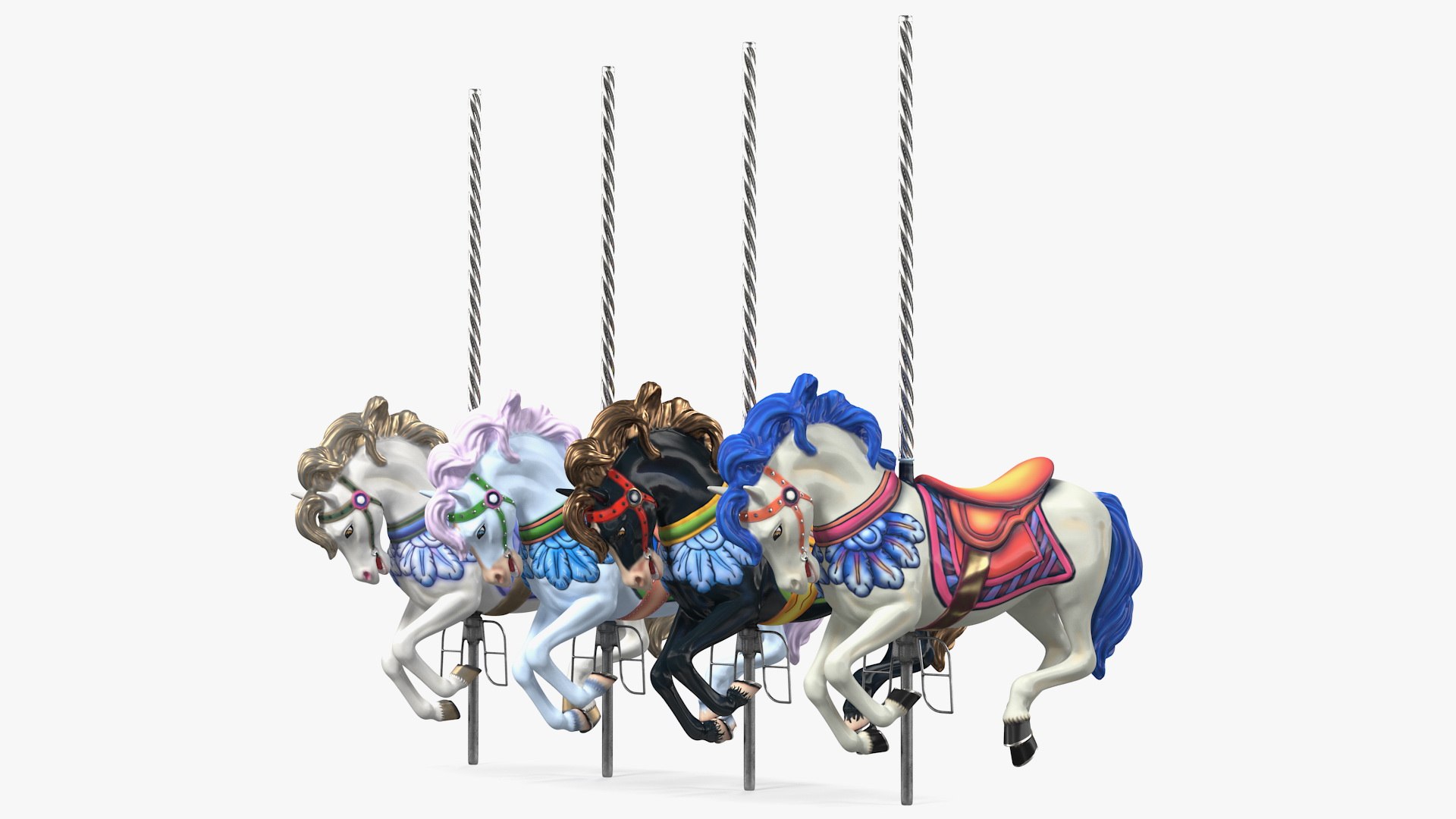 3D carousel galloping horses set - TurboSquid 1602769