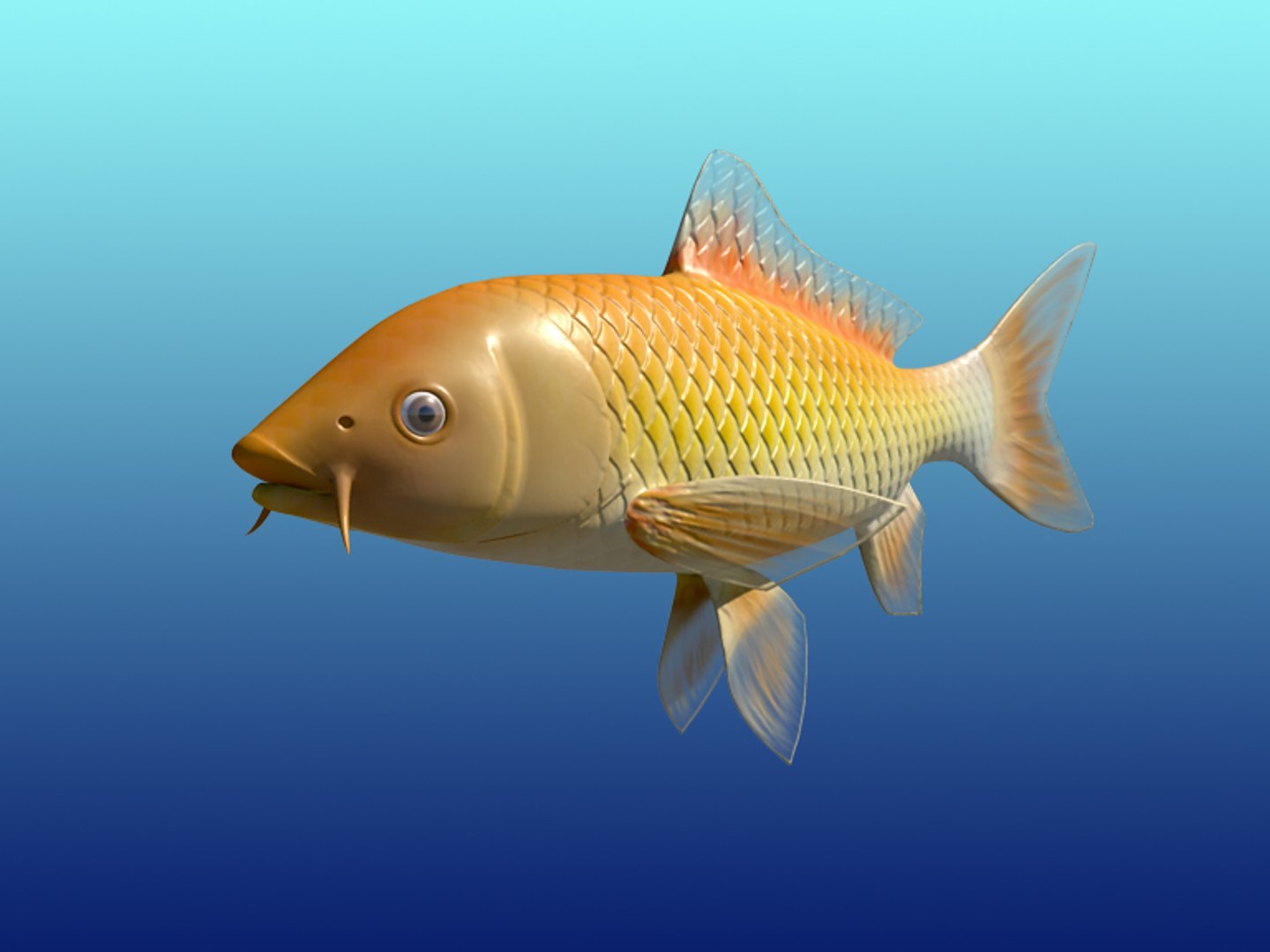 3d rigged gold fish