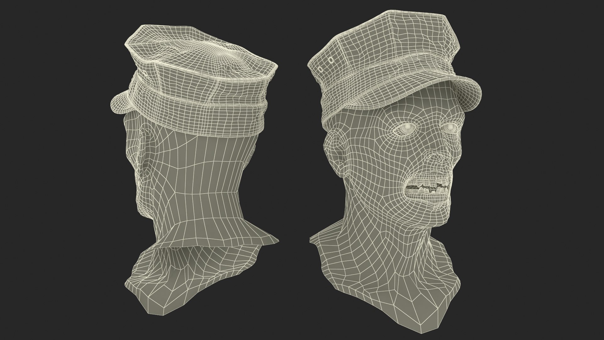 3D Military Patrol Cap Displayed On Zombie - TurboSquid 2419436