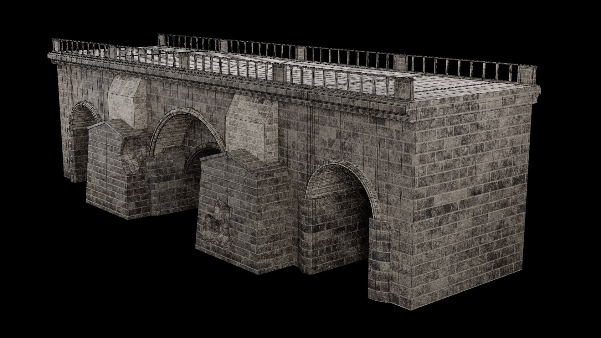 3D MEDIEVAL BRIDGE CASTLE STONE PLATFORM RUINED ROAD COLLECTION ...