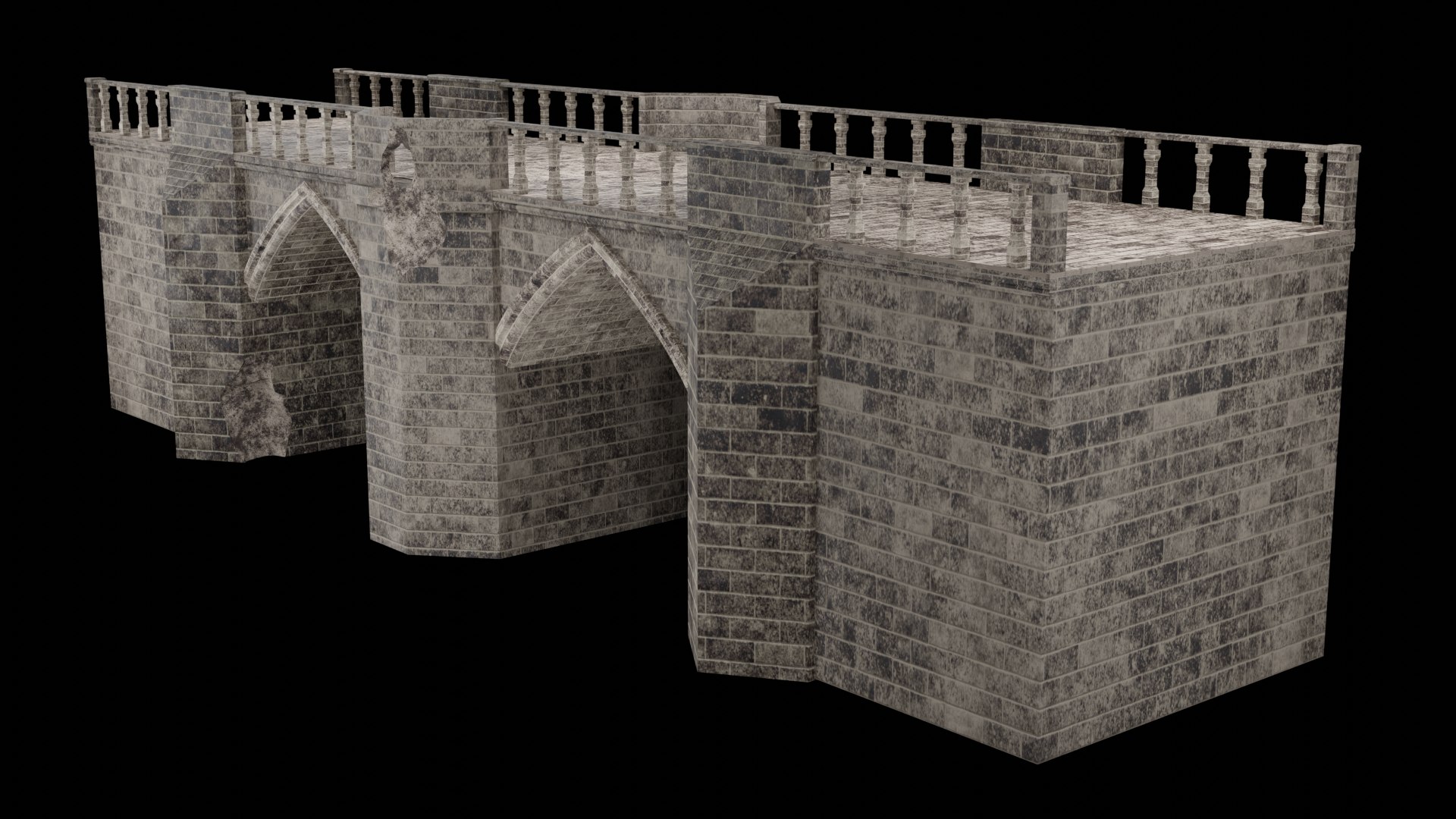3D MEDIEVAL BRIDGE CASTLE STONE PLATFORM RUINED ROAD COLLECTION ...