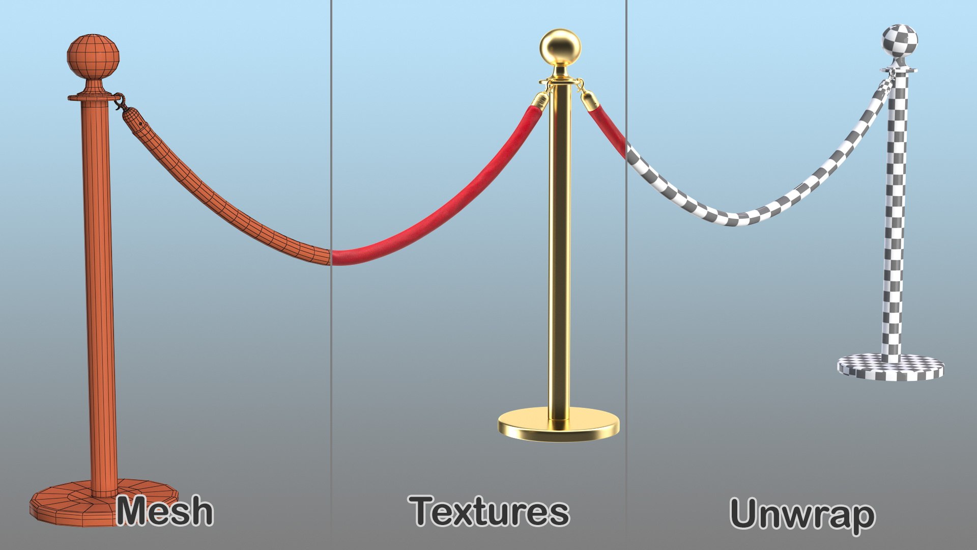 3D Red Carpet Fence Model - TurboSquid 1472424