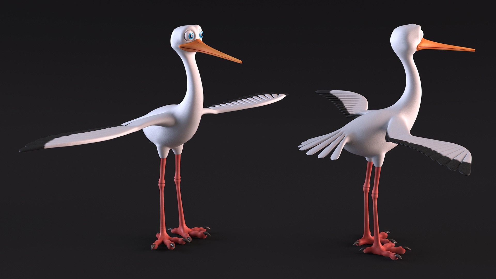 3D Cartoon Stork Rigged for Cinema 4D - TurboSquid 2119227