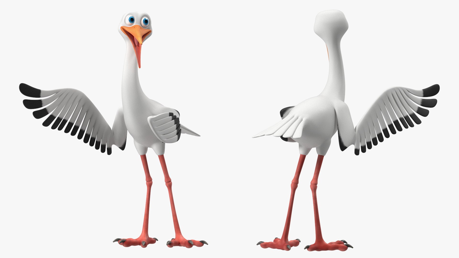 3D Cartoon Stork Rigged for Cinema 4D - TurboSquid 2119227