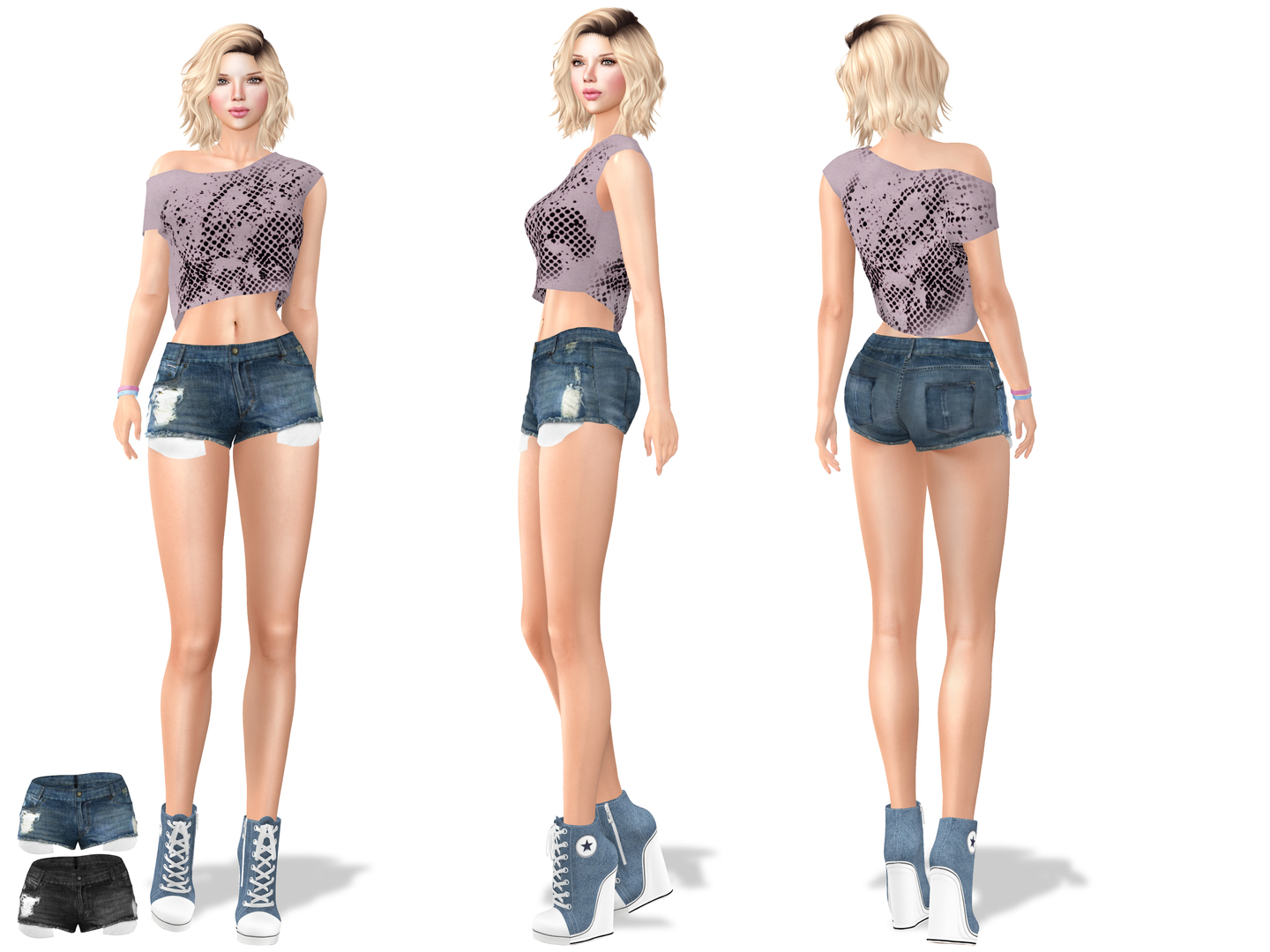 3D model Ladies Denim Pocket Shorts - TurboSquid 1758330