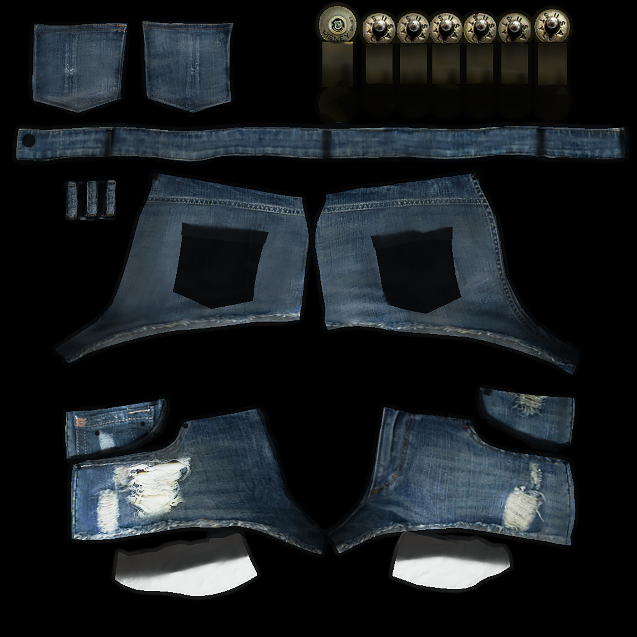 3D model Ladies Denim Pocket Shorts - TurboSquid 1758330