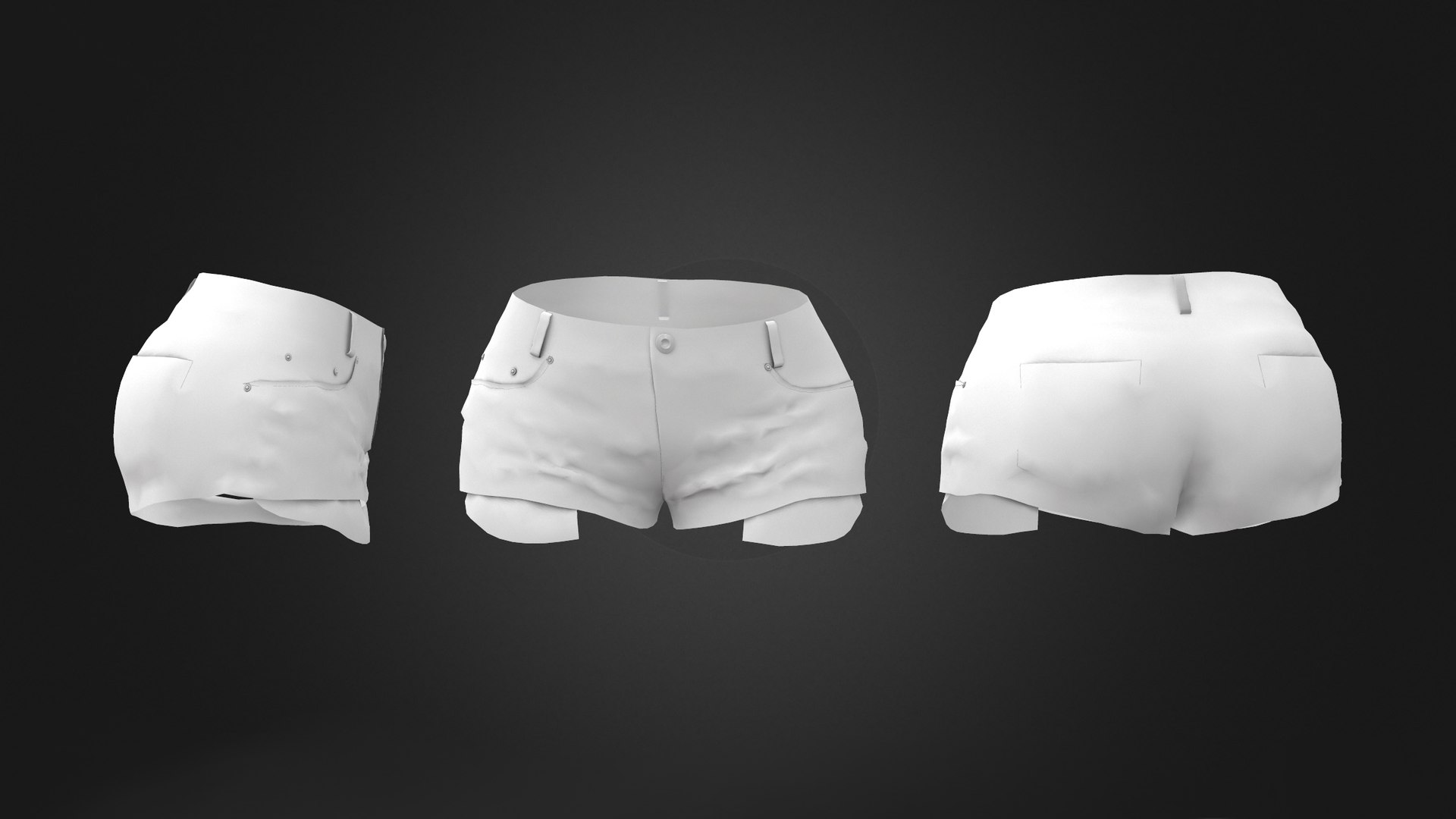 3D model Ladies Denim Pocket Shorts - TurboSquid 1758330