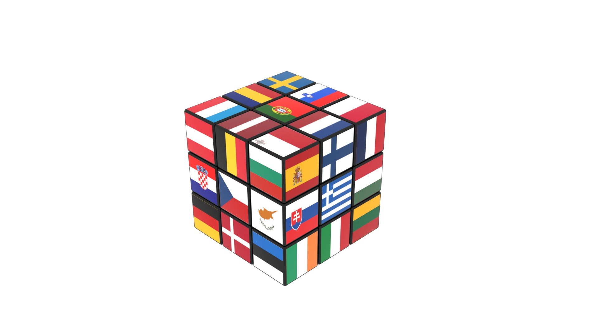 Rubiks Cube With Flags 3D - TurboSquid 1790424