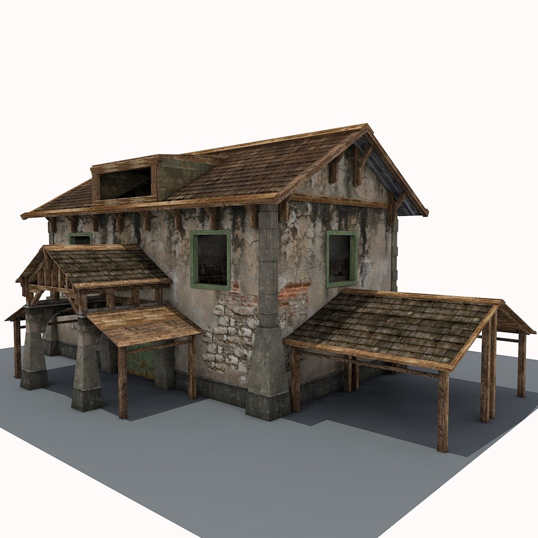 3d Stone Farm Building