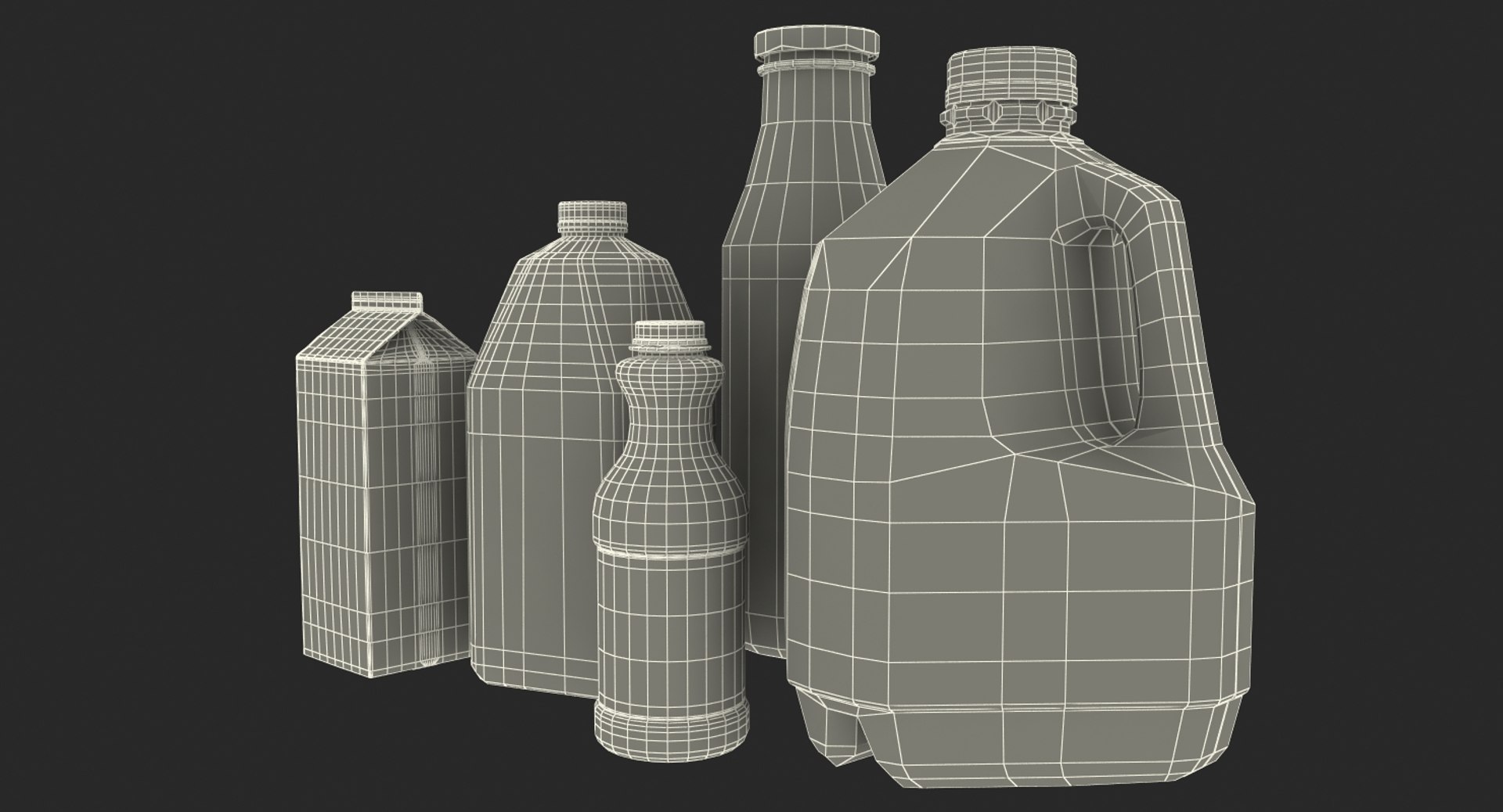 Milk bottles 2 model - TurboSquid 1168346