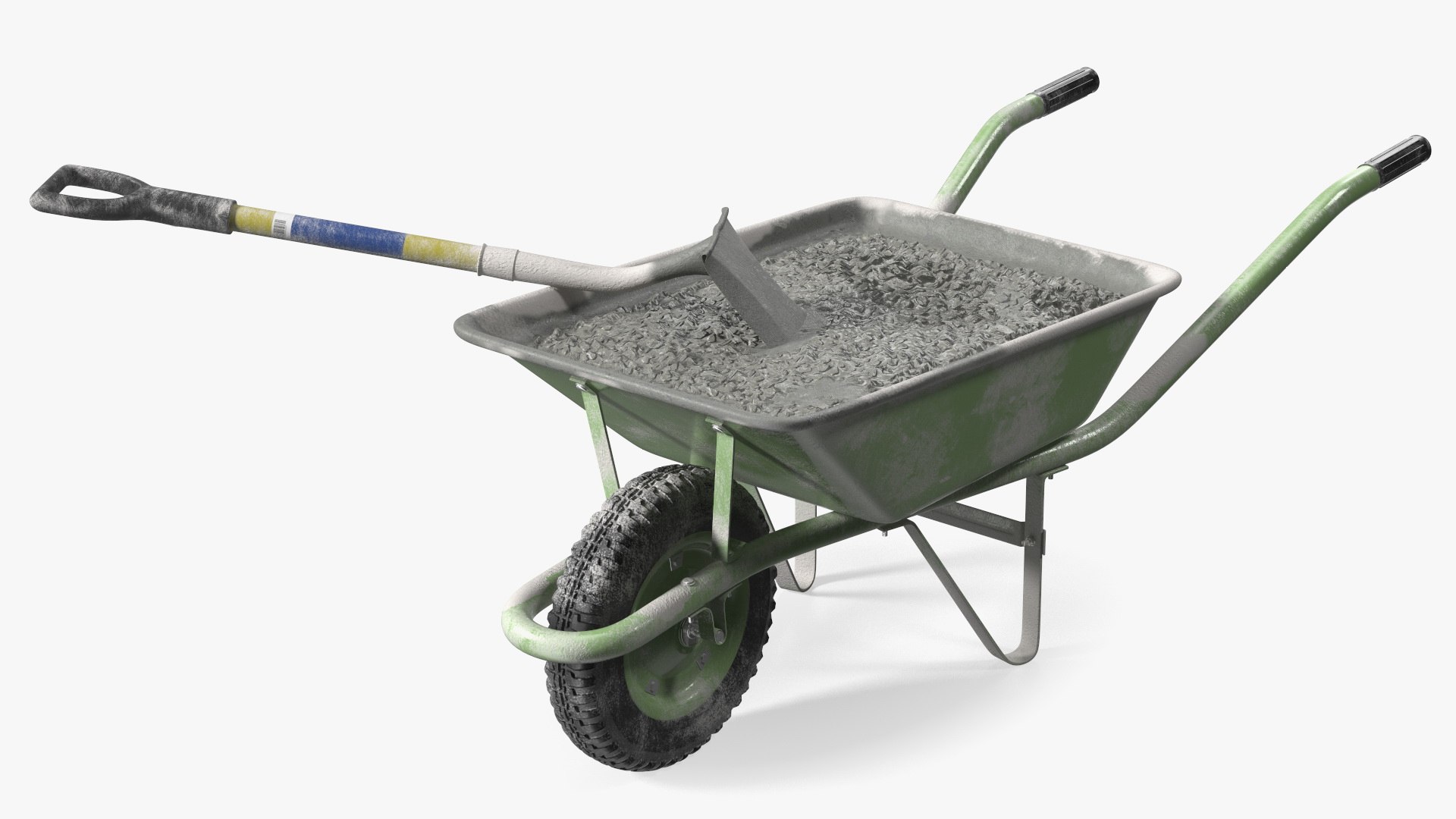 Construction Wheelbarrow Full Of Cement With Shovel 3D Model ...