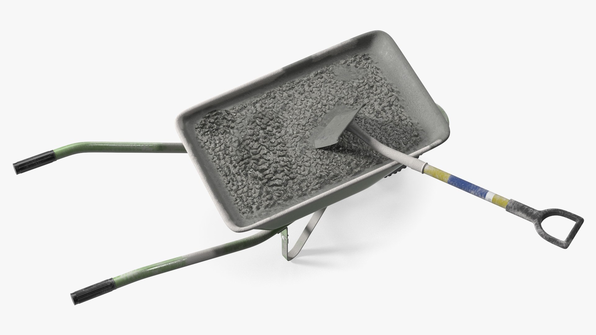 Construction Wheelbarrow Full Of Cement With Shovel 3D Model ...