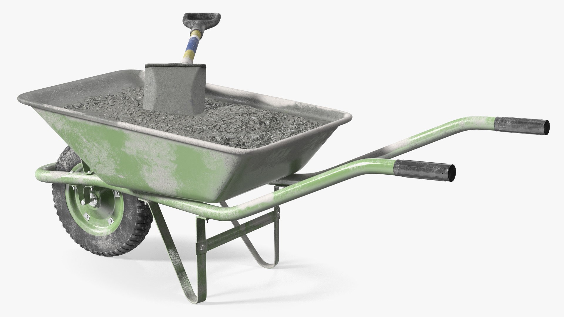 Construction Wheelbarrow Full Of Cement With Shovel 3D Model ...