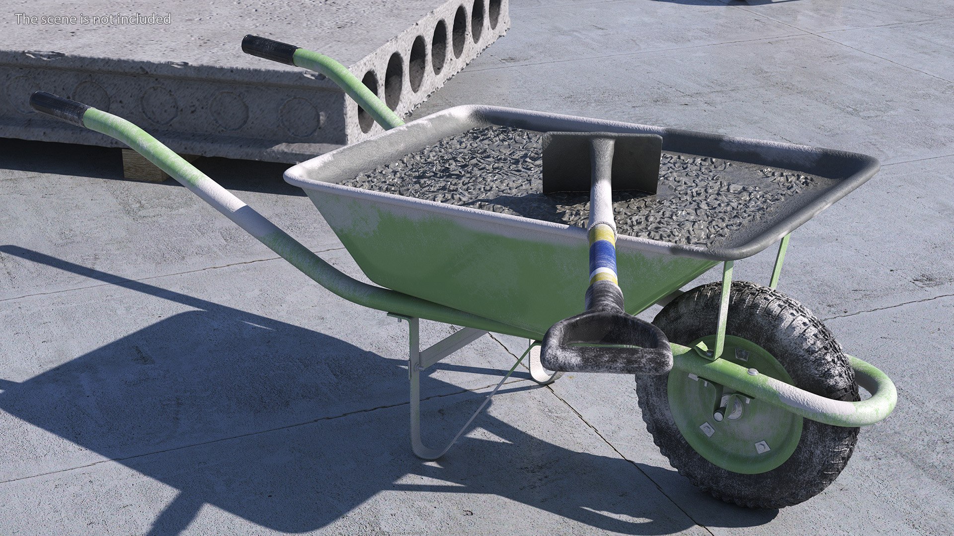 Construction Wheelbarrow Full Of Cement With Shovel 3D Model ...