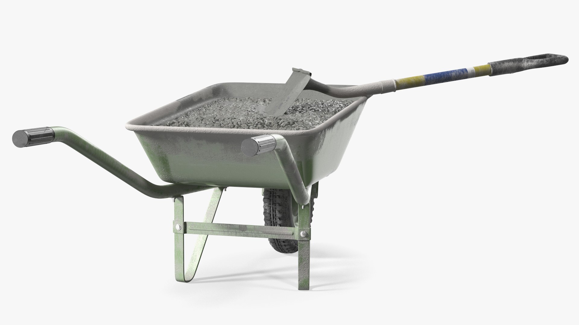 Construction Wheelbarrow Full Of Cement With Shovel 3D Model ...