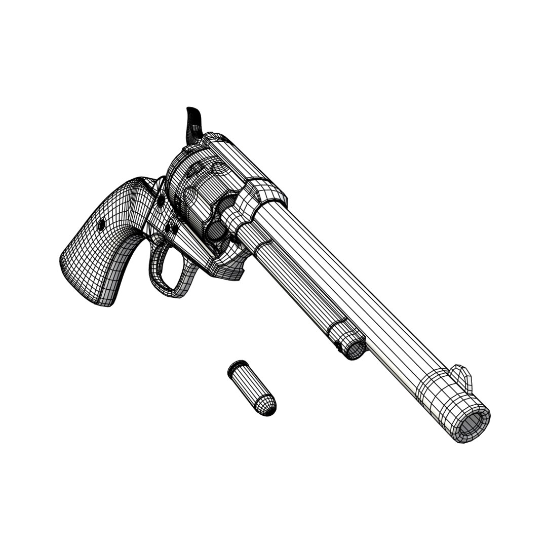 colt 45 revolver 3d 3ds