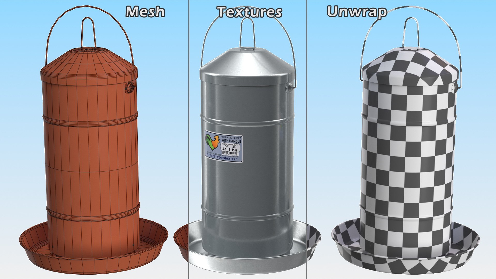 Tuff Stuff Galvanized Poultry Feeder 44Lbs 3D - TurboSquid 1793844