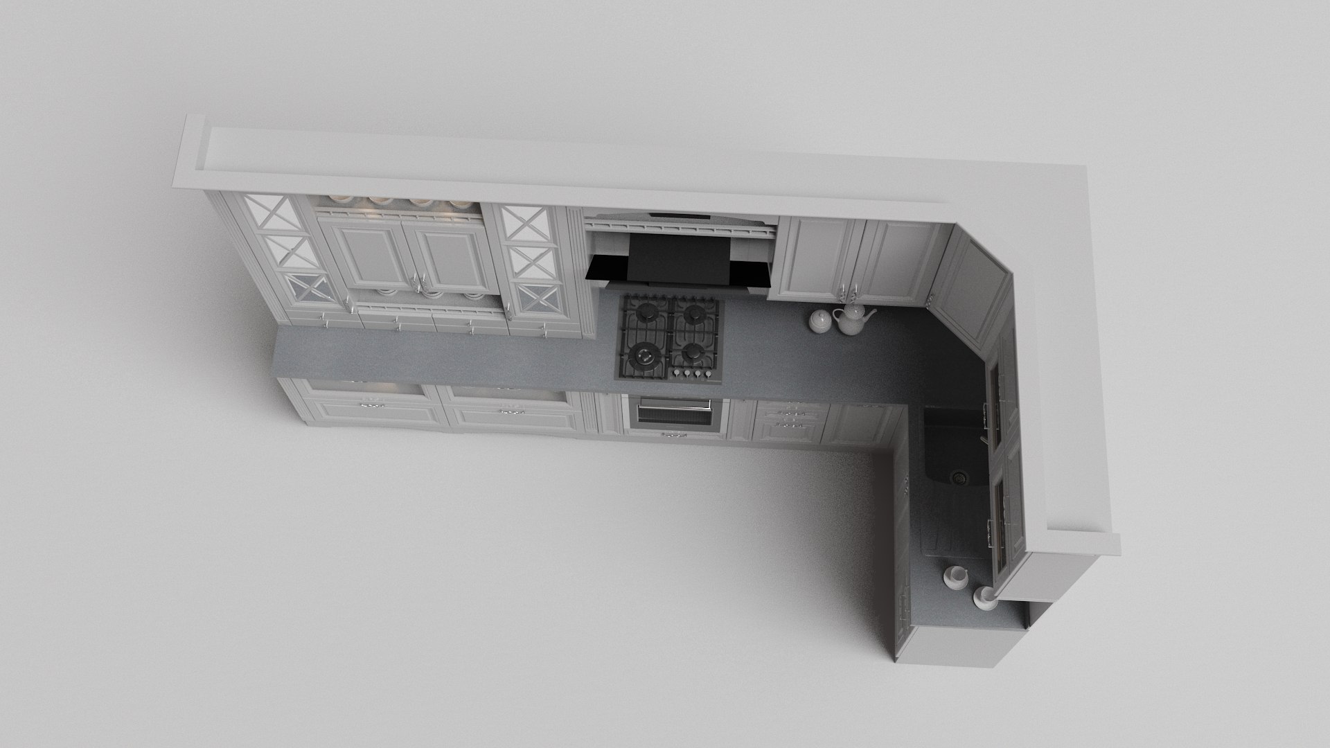 3D Classic L-Shaped Kitchen 3D Model - Elegant Design Model ...