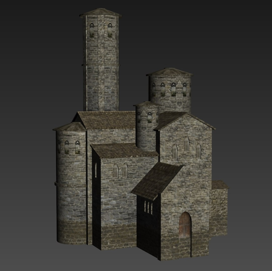 low-poly church 3d max