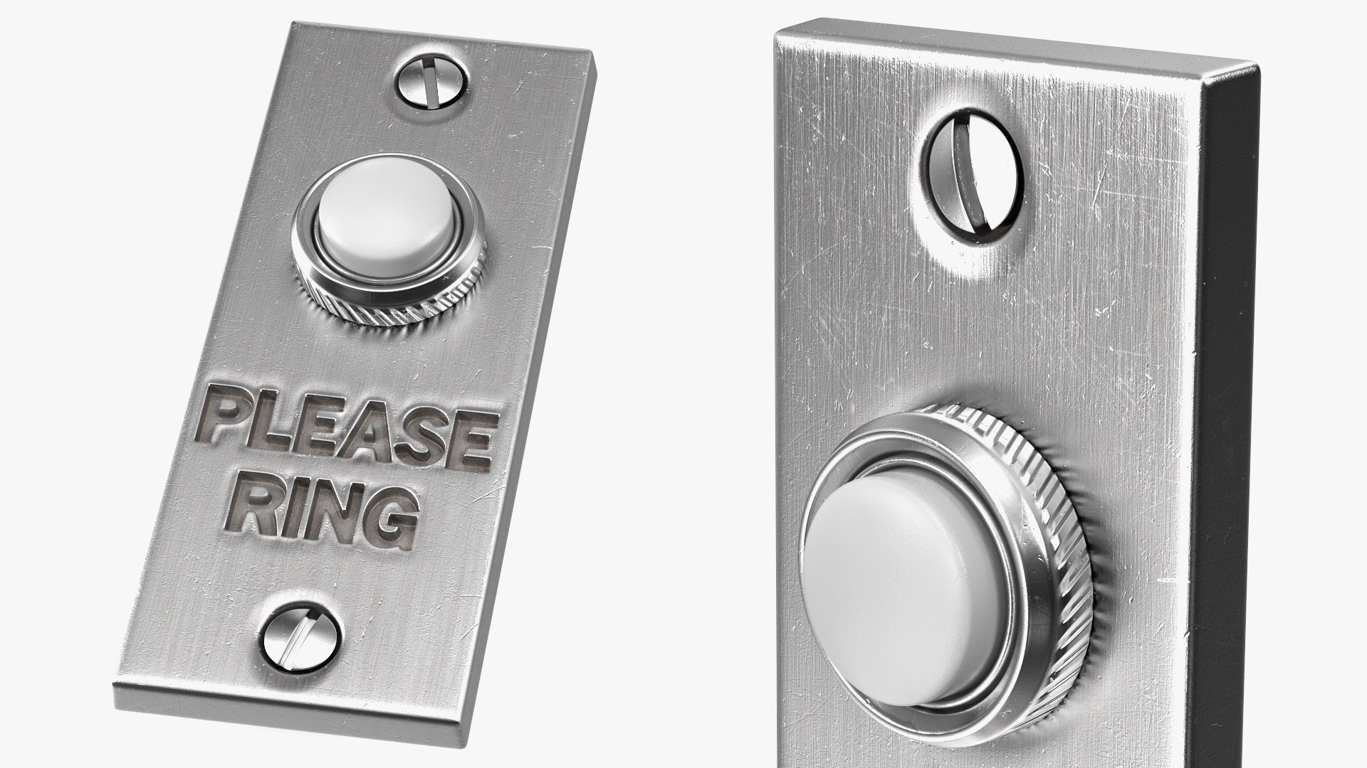 Rectangular Bell Button Silver 3D Model - TurboSquid 1714323