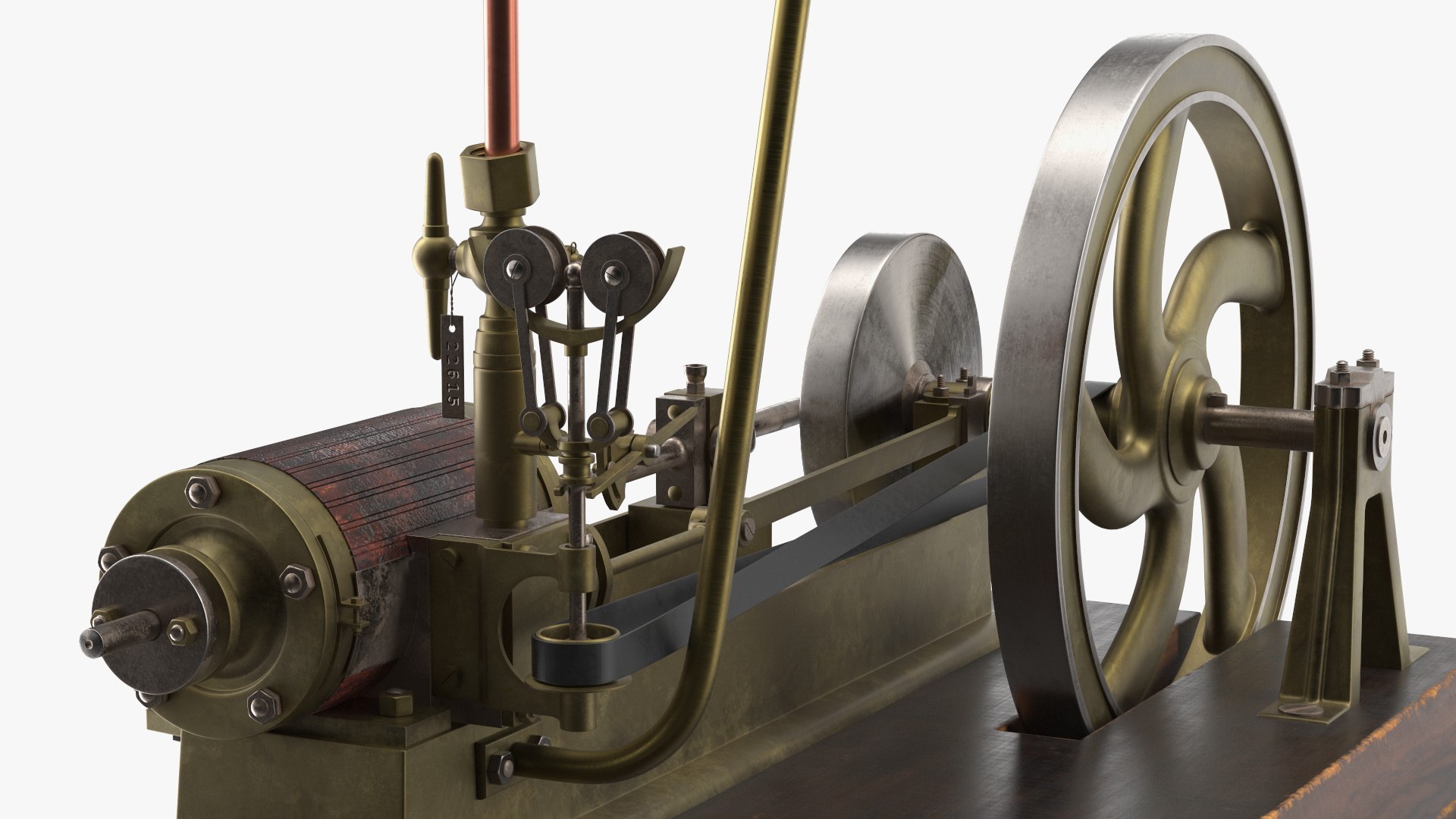 Horizontal Steam Engine Brass Wood Base Rigged 3D - TurboSquid 2389941