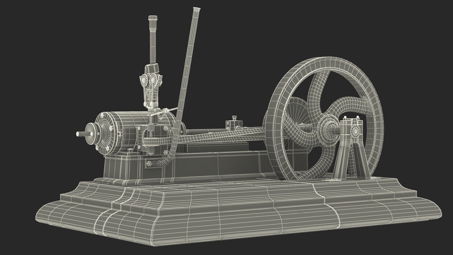 Horizontal Steam Engine Brass Wood Base Rigged 3D - TurboSquid 2389941