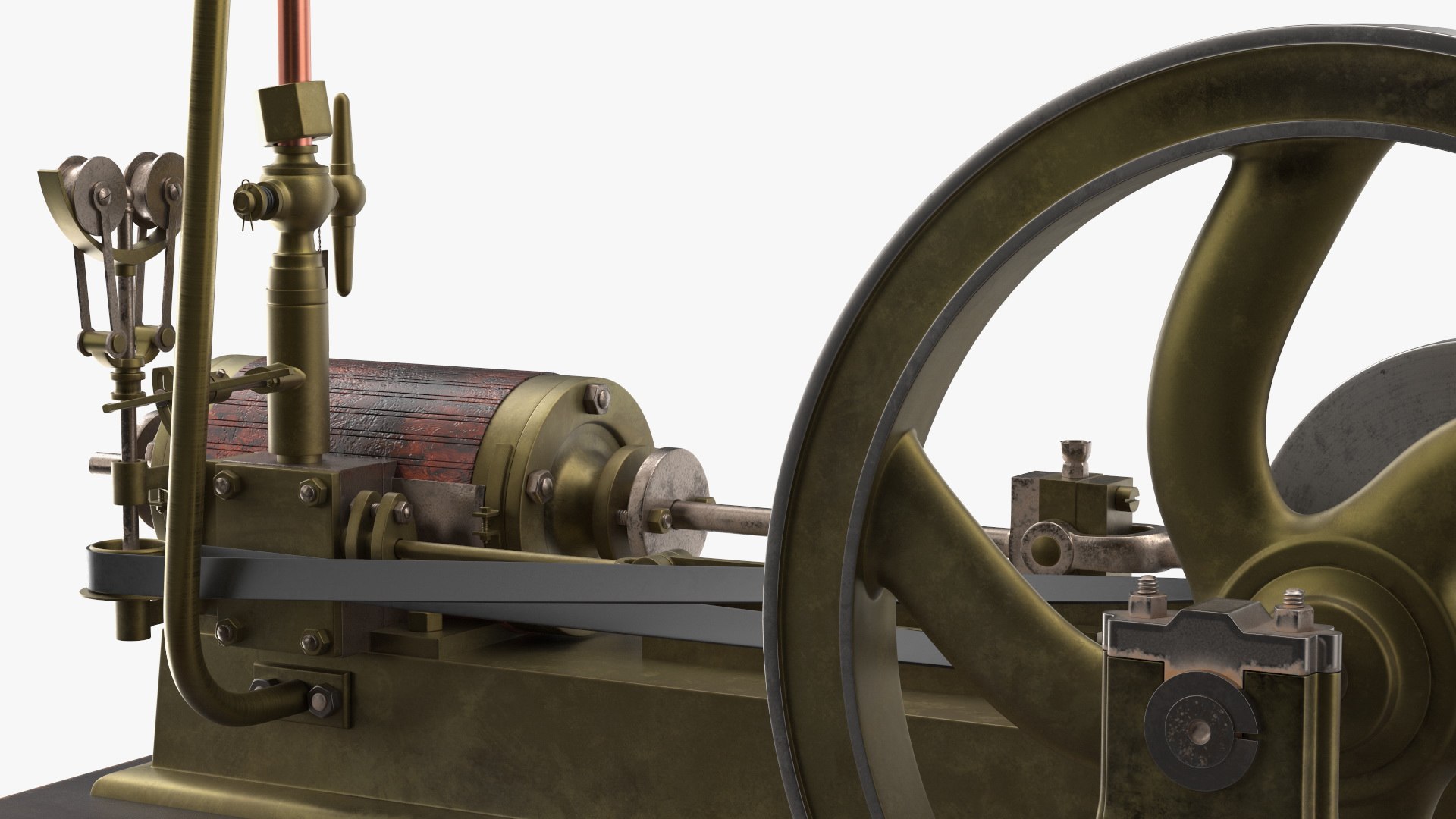 Horizontal Steam Engine Brass Wood Base Rigged 3D - TurboSquid 2389941