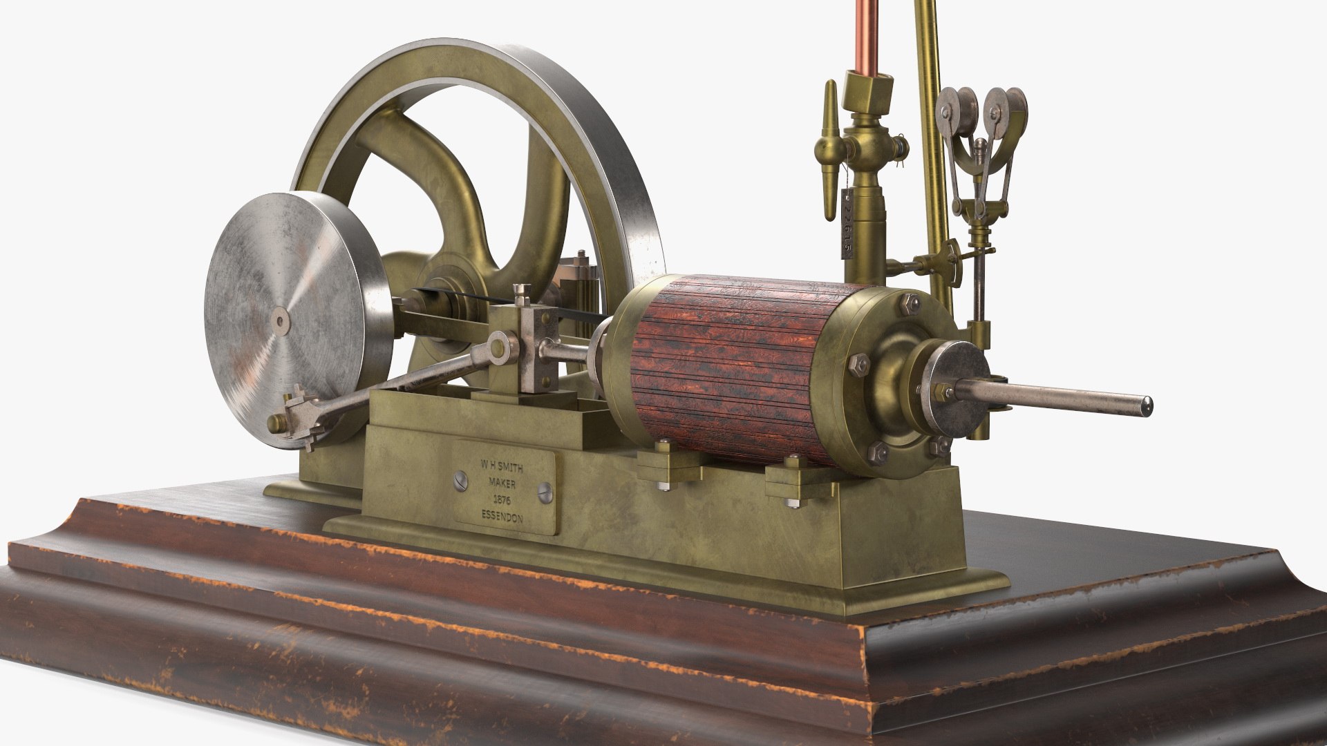 Horizontal Steam Engine Brass Wood Base Rigged 3D - TurboSquid 2389941