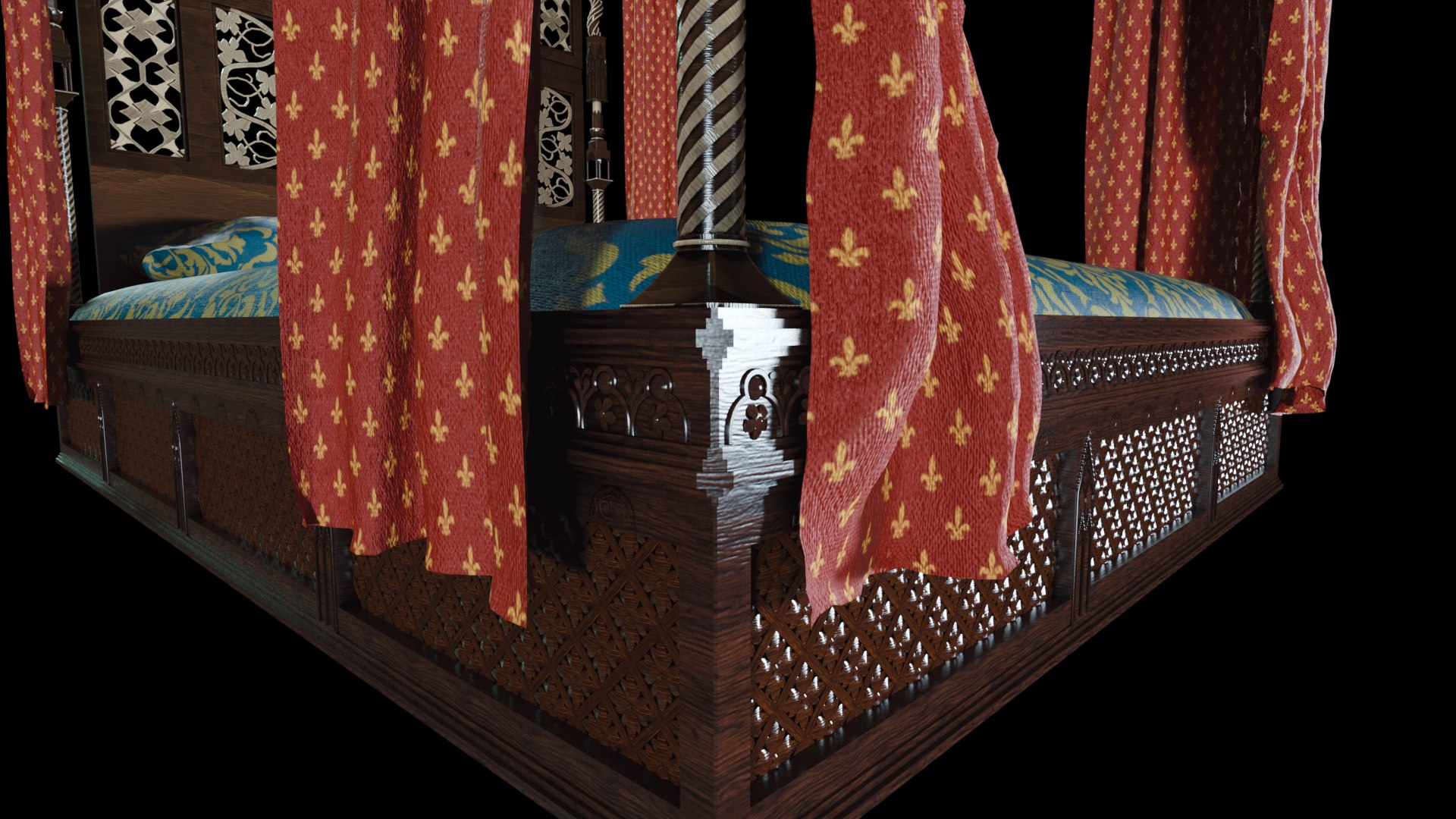 Royal Medieval Bed model - TurboSquid 2140771