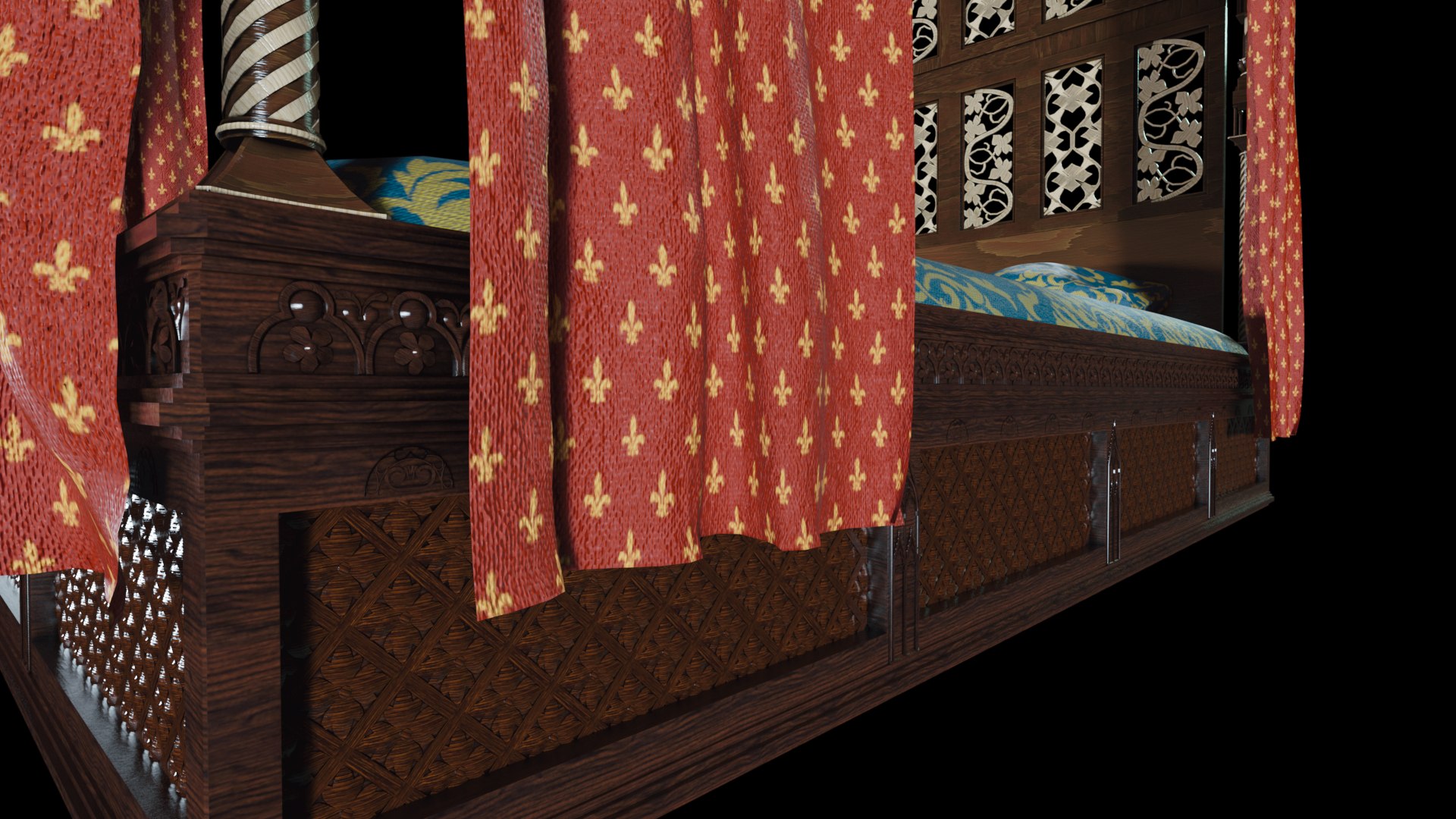Royal Medieval Bed model - TurboSquid 2140771